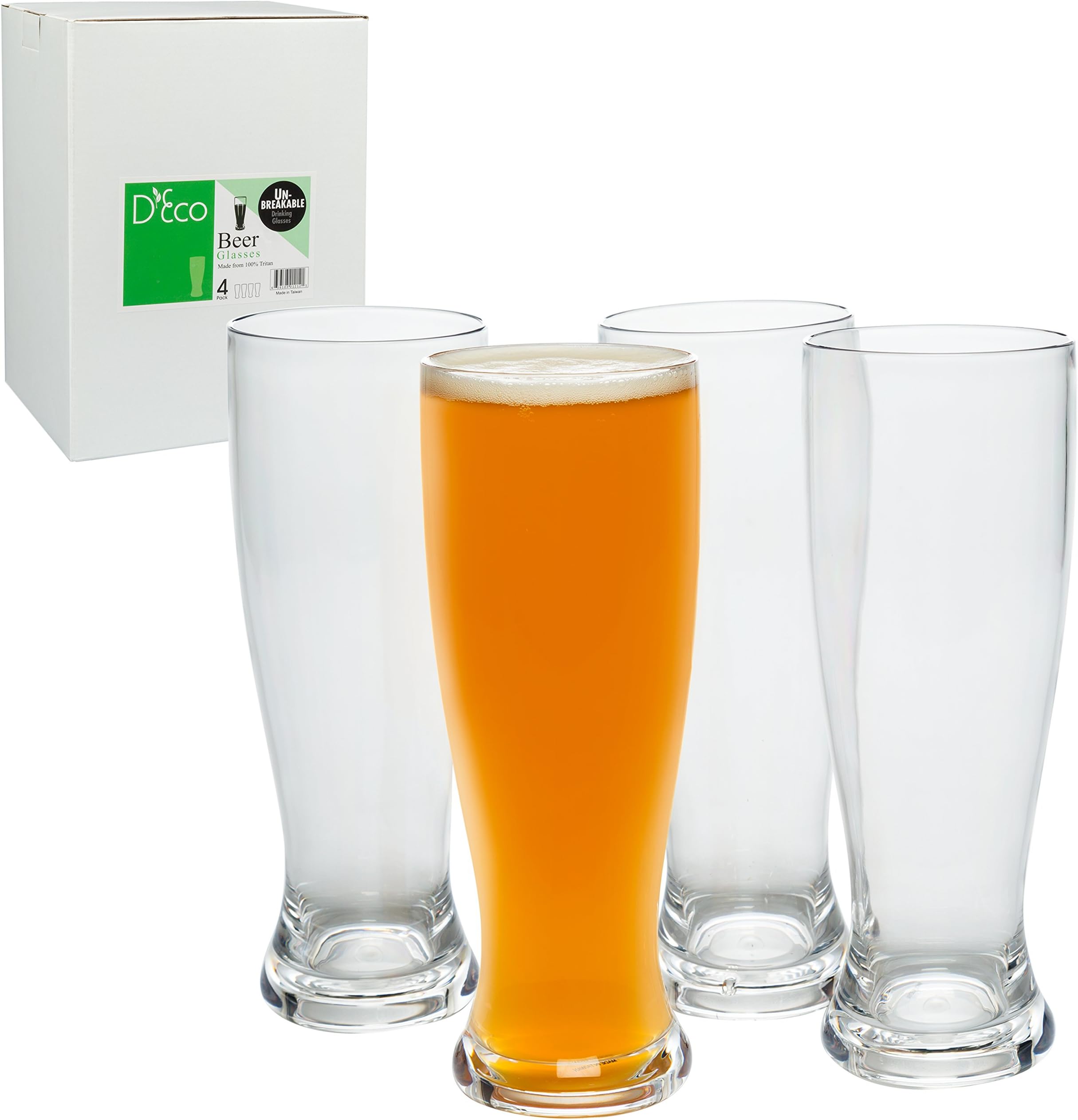 Amazon.com | D'Eco Unbreakable 24 oz Pilsner Beer Glasses (Set of 4 ...