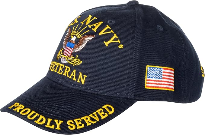 UNITED STATES NAVY VETERAN HAT – Proudly Served Blue Cap – USN Military ...