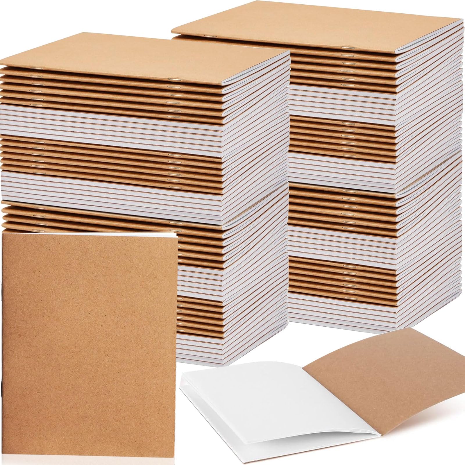 100 Pack Mini Kraft Paper Notebook Journal Blank Sketchbooks Notepad ...