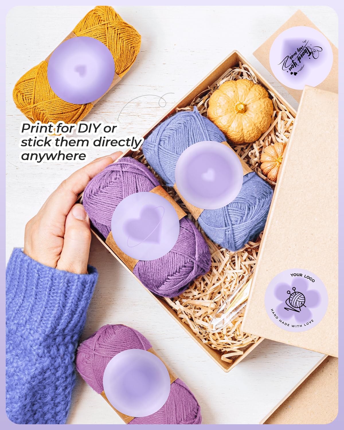 MUNBYN 50x50MM Purple Gradient Round Thermal Sticker Labels, 6 Gradient ...