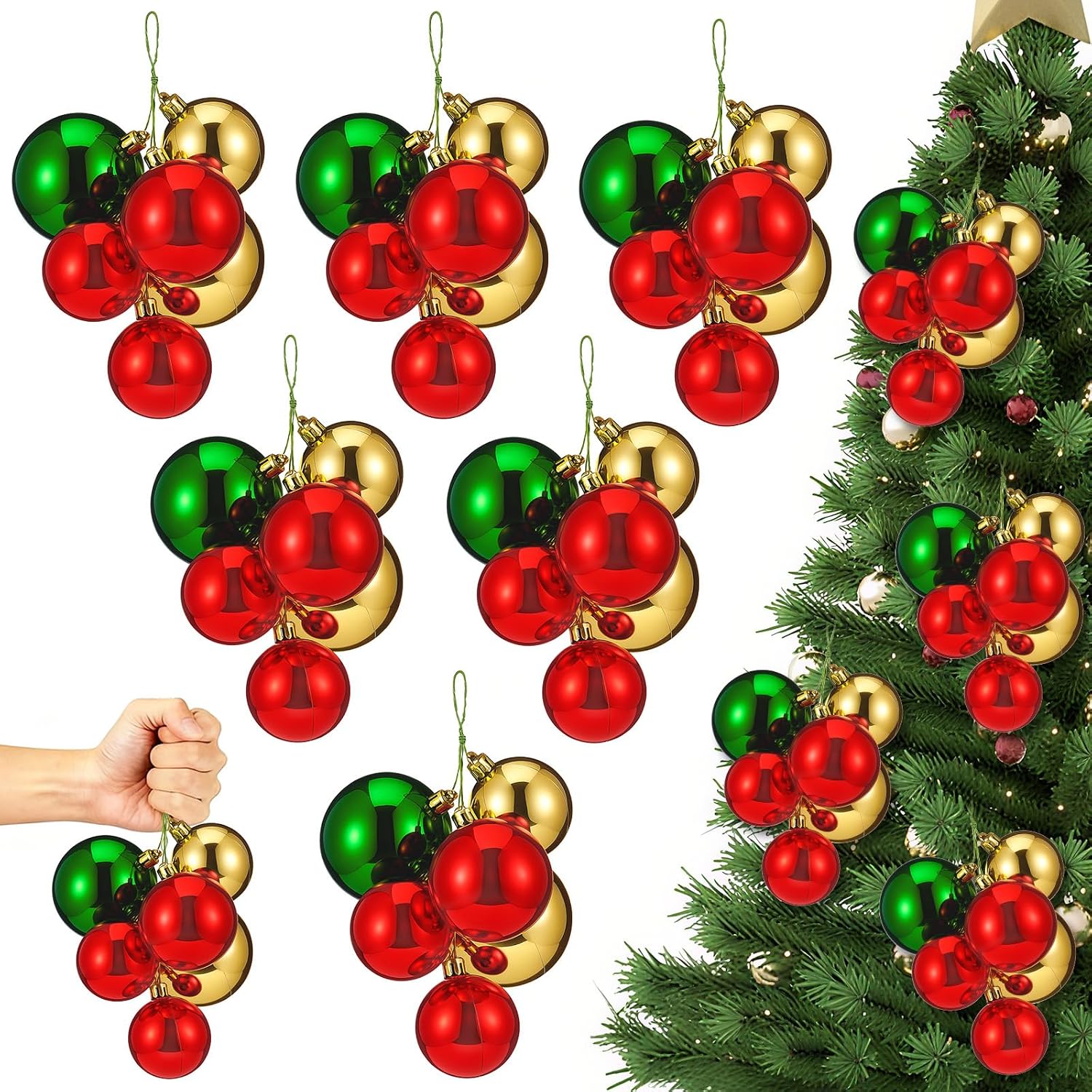 Amazon.com: Arrowbash 6 Set 36 Pcs Large Christmas Tree Picks Red Green ...