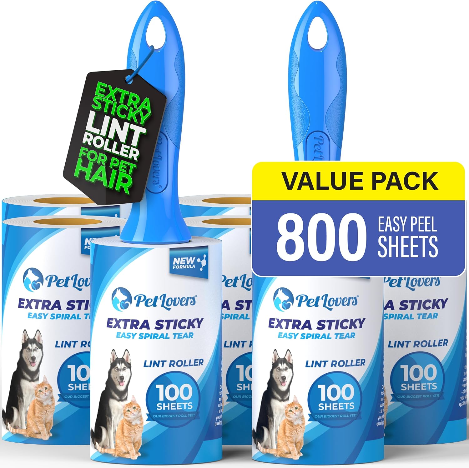 Amazon.com: PetLovers Extra Sticky Lint Roller Ultimate Value Set 800 ...