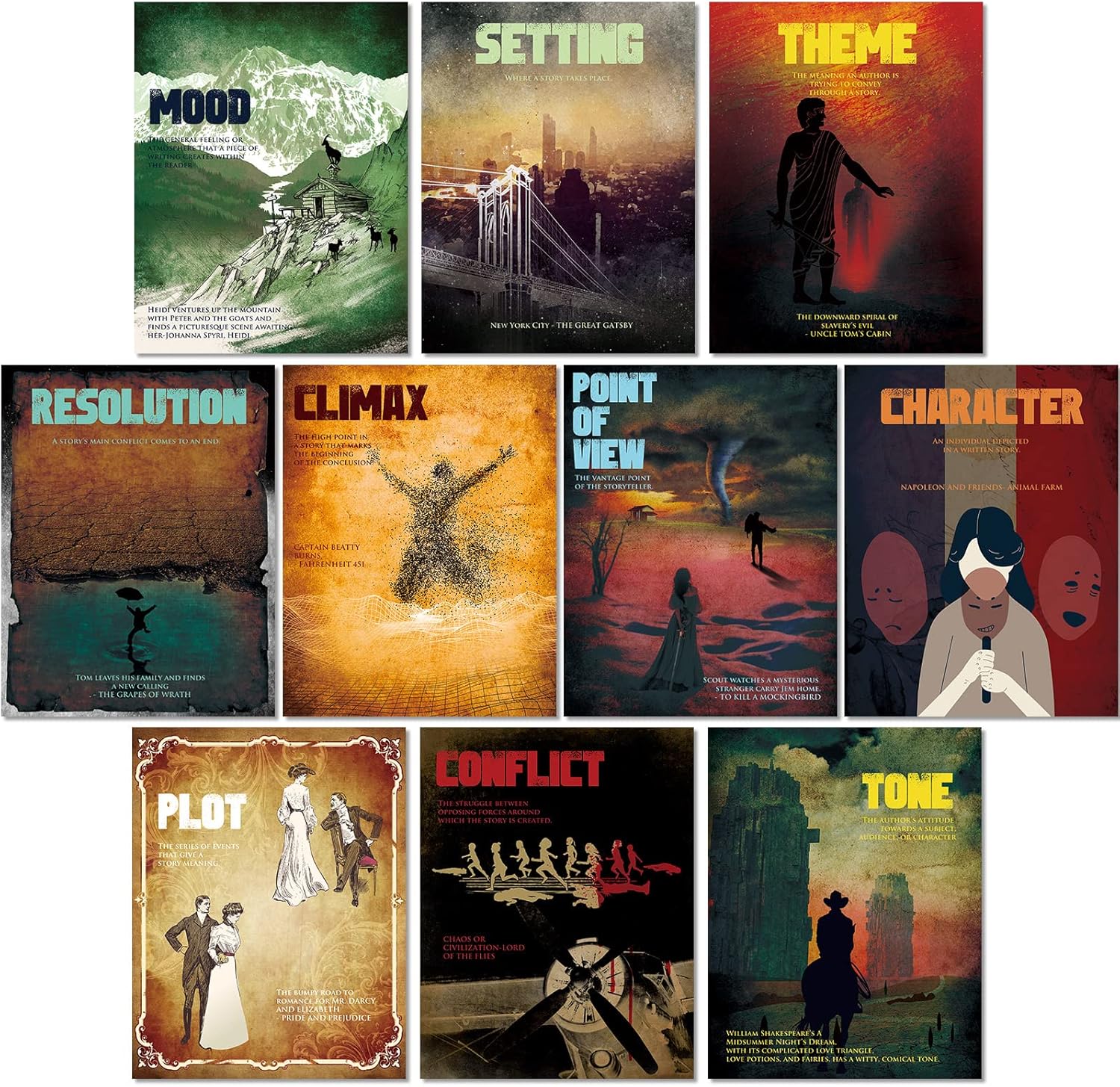 Amazon.com: Cornison 10 Pcs Element of English Language and Literature ...