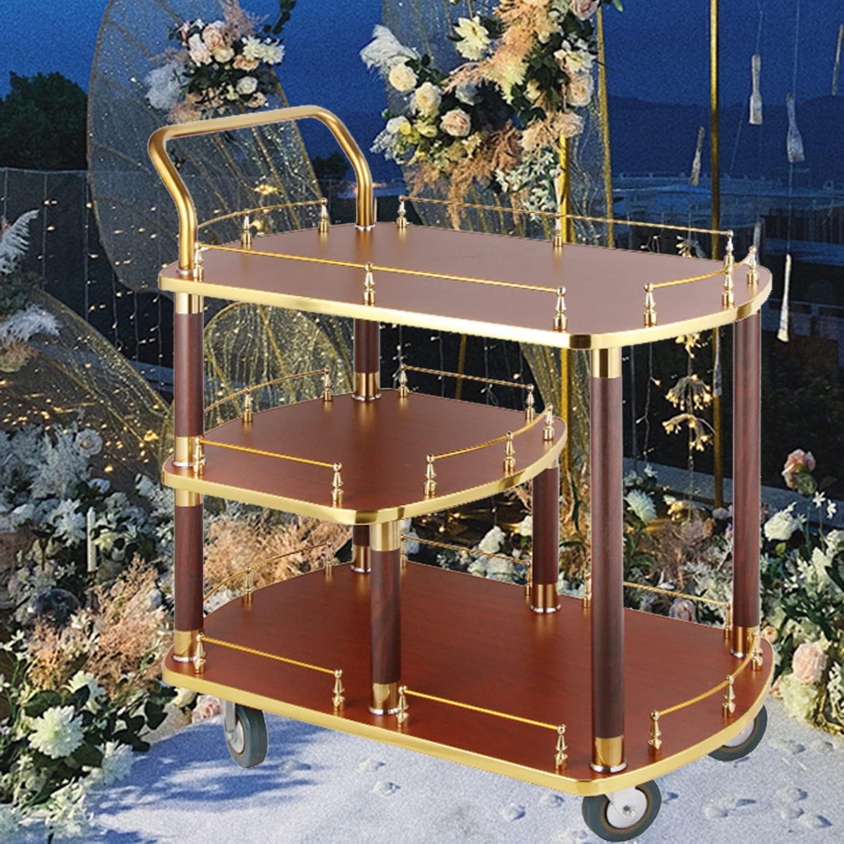 Amazon.co.jp: ステンレス ワゴン キャスター付きワゴン キッチン ワゴン サービスワゴン 収納 サービスワゴン 配膳車サービスカートキャスター付きワゴン 移動式トロリー鋼トロリー ...