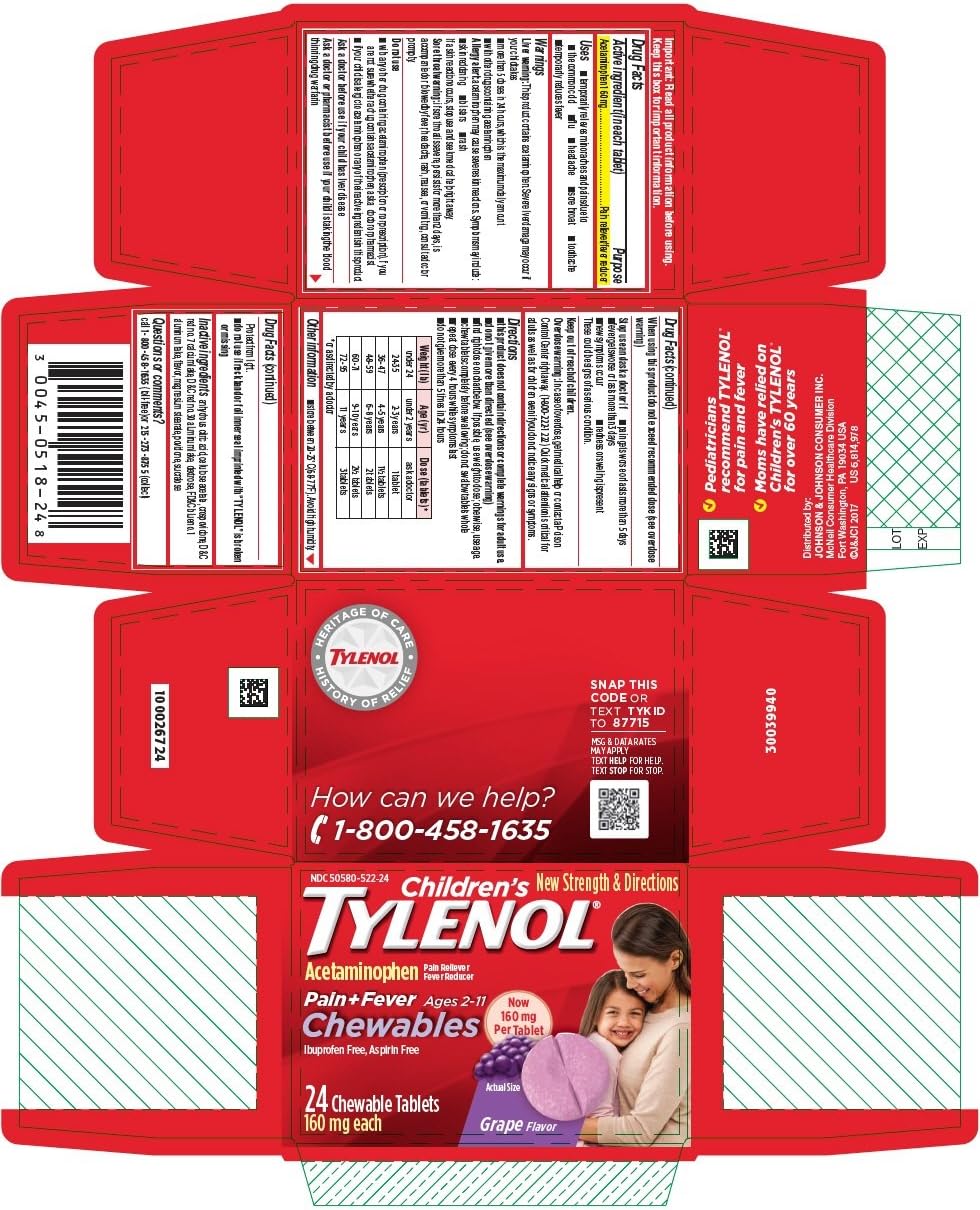 Amazon.com: Tylenol Children's Pain + Fever Chewable Tablets Grape ...