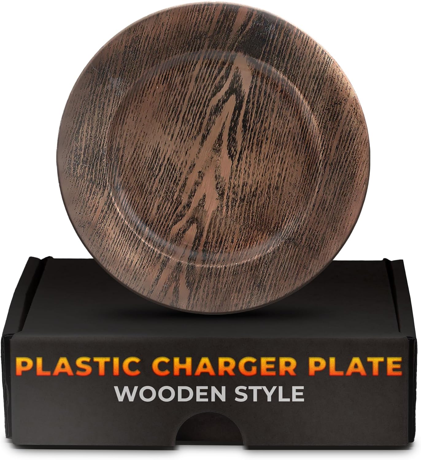 BURIUS Plastic Wood Charger Plates Set of 4 Chargers In Bulk Rustic ...