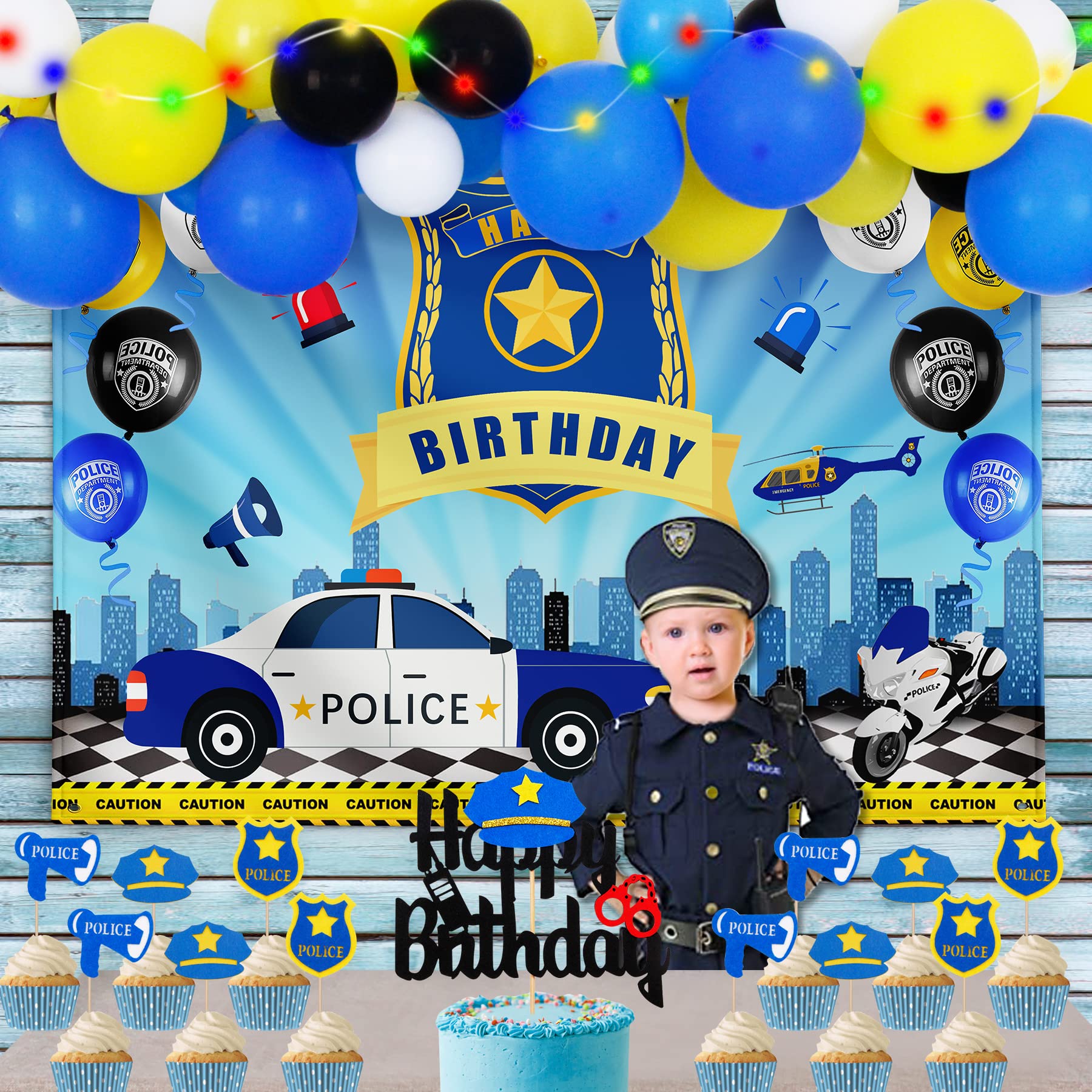 Buy Police Theme Birthday Decorations Party Supplies for Kid | Cop ...