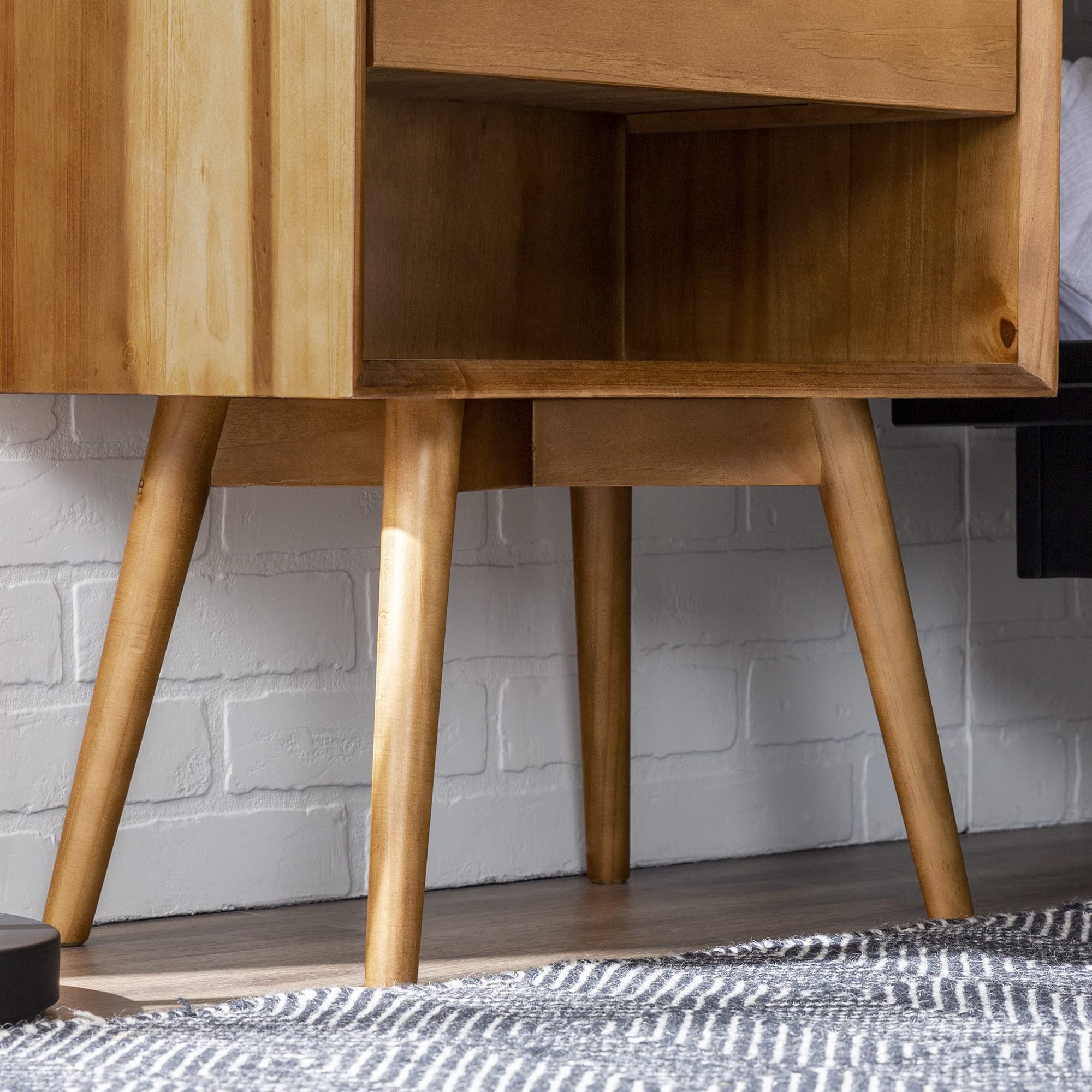 Walker Edison Mid Century Modern Wood Nightstand Side Table Bedroom ...