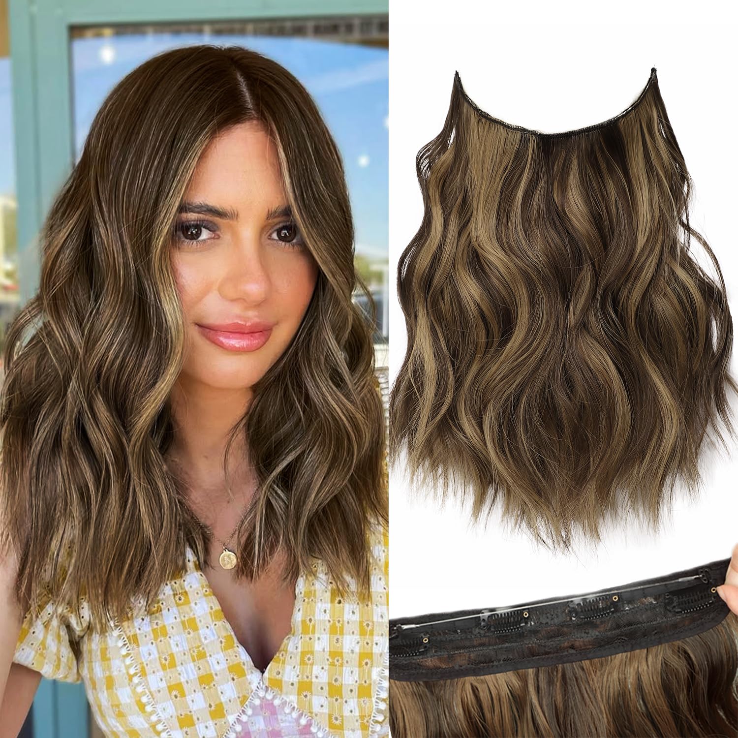 Amazon.com : KooKaStyle Invisible Wire Hair Extensions with Transparent ...