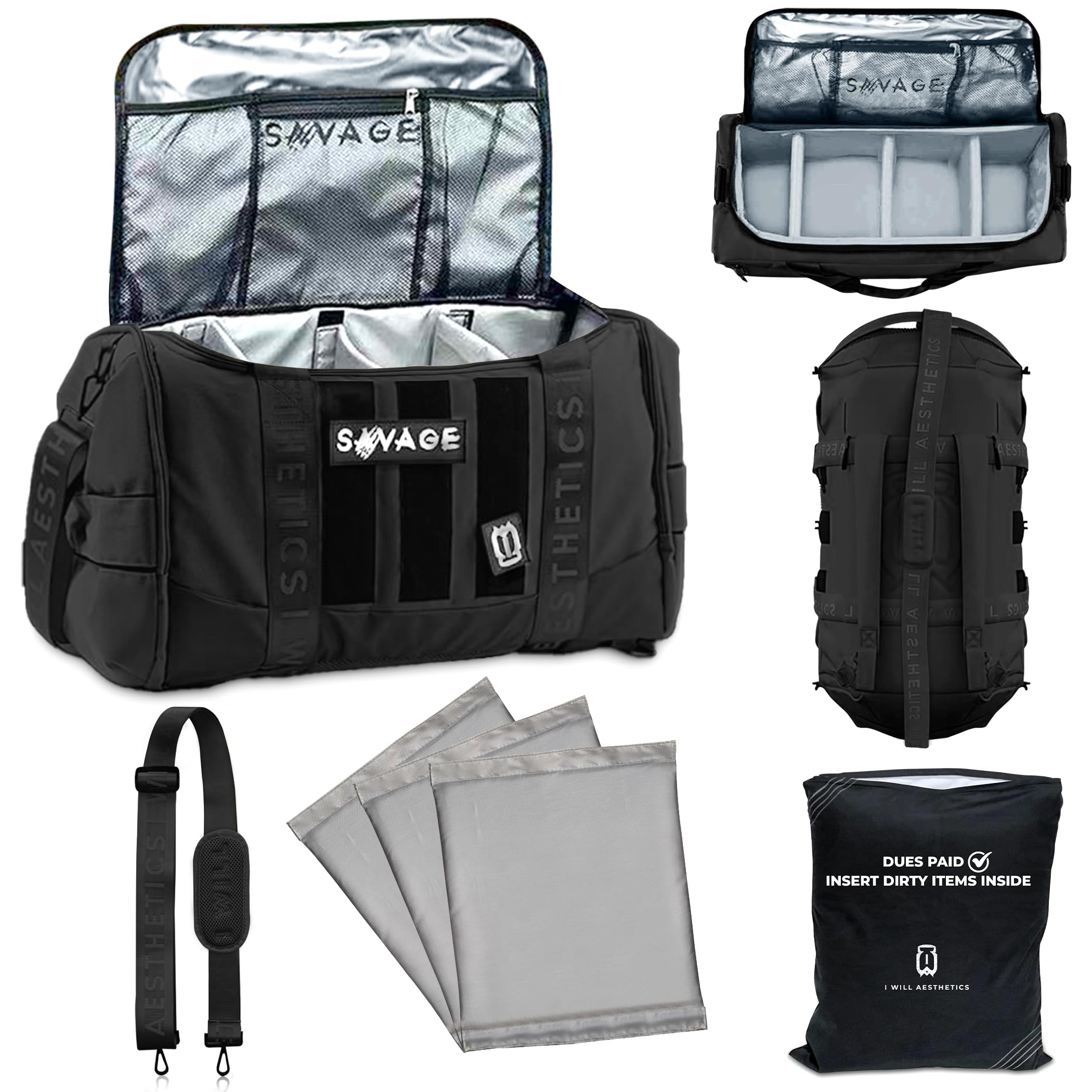 Multi Compartment Gym Duffle Bag Backpack + 3 Removable Organizer ...