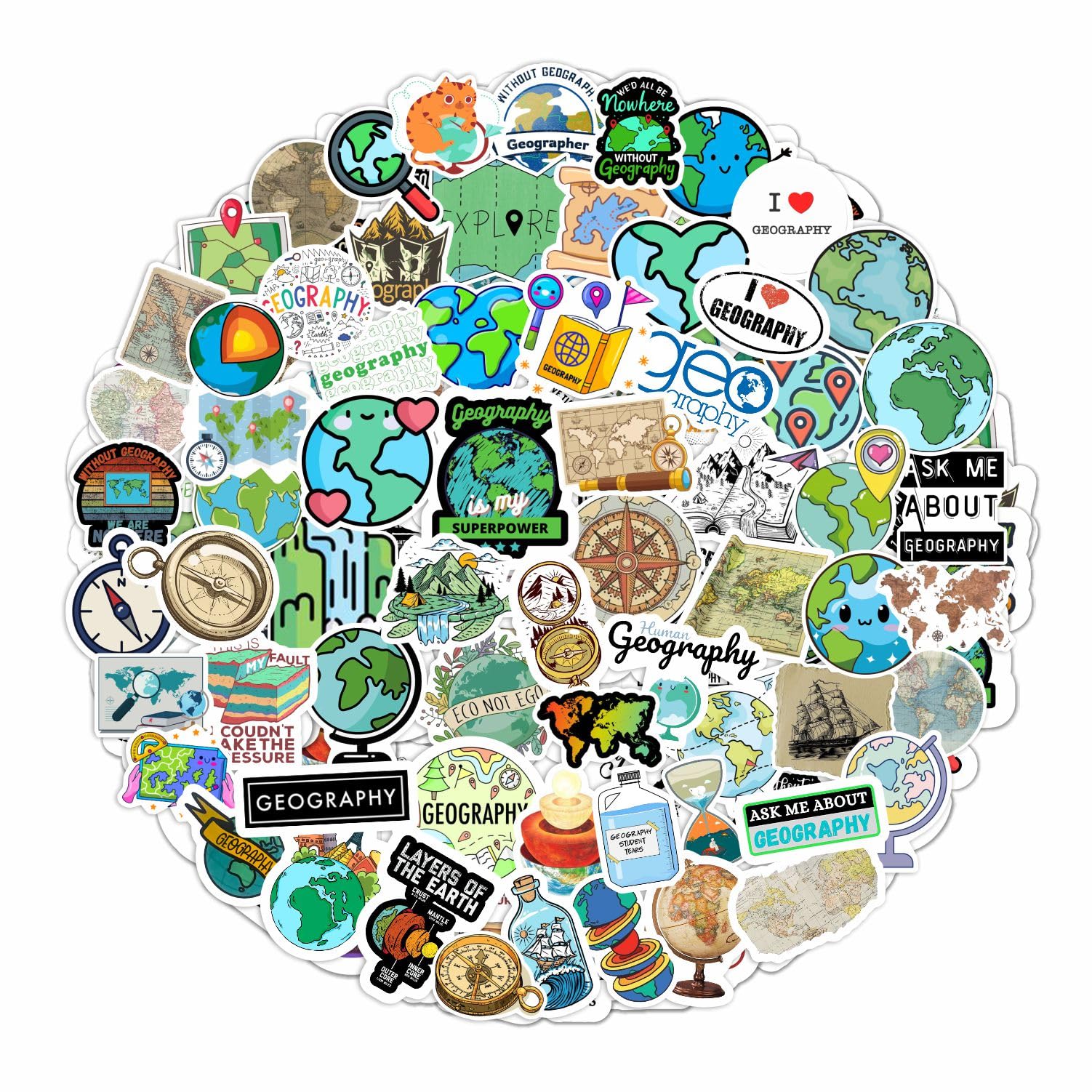 Amazon.com: 100Pcs Geography Stickers for Water Bottle and Laptop ...
