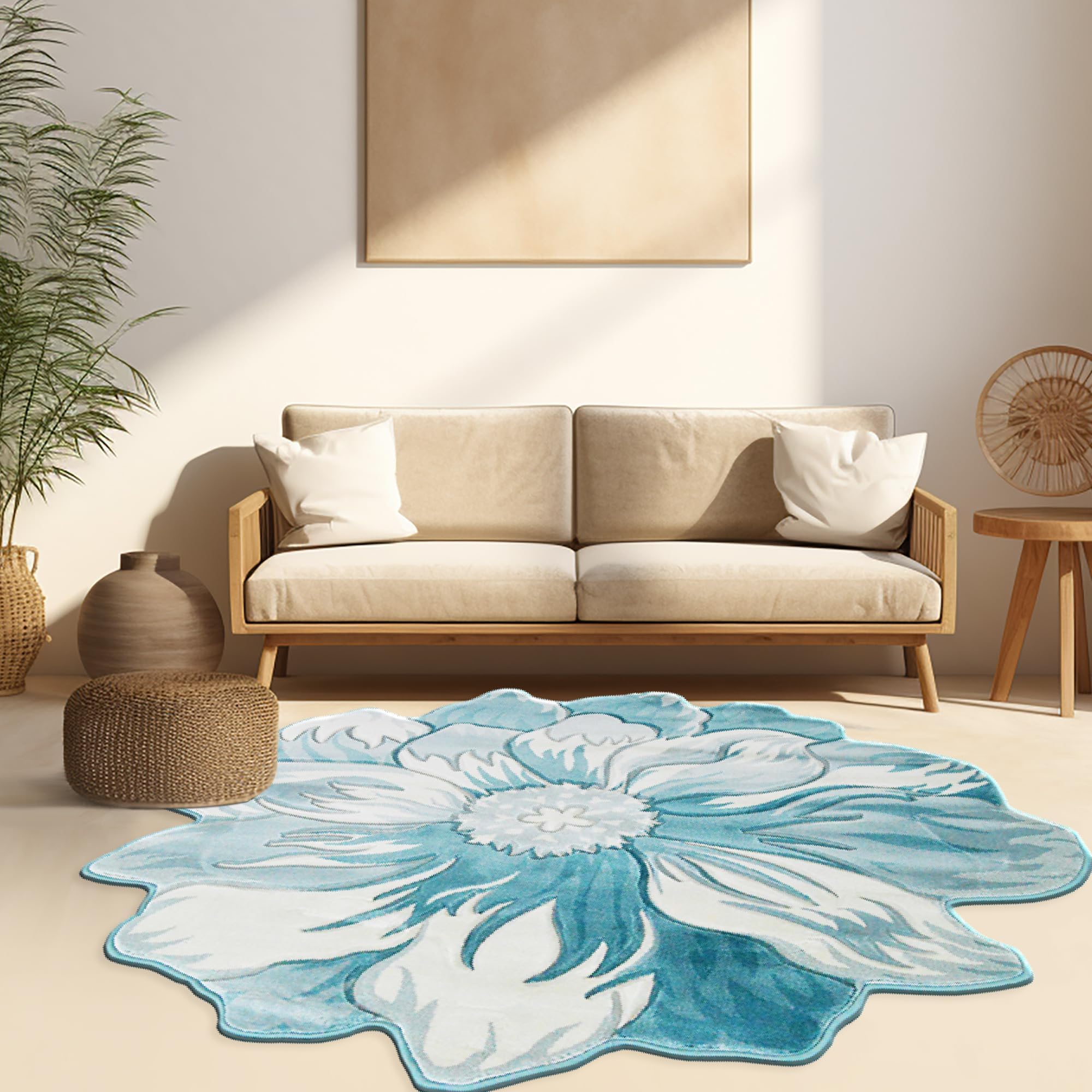 Amazon.com: Flower Shaped Rug 3ft Blue Orchid Carpet Imitation Cashmere ...