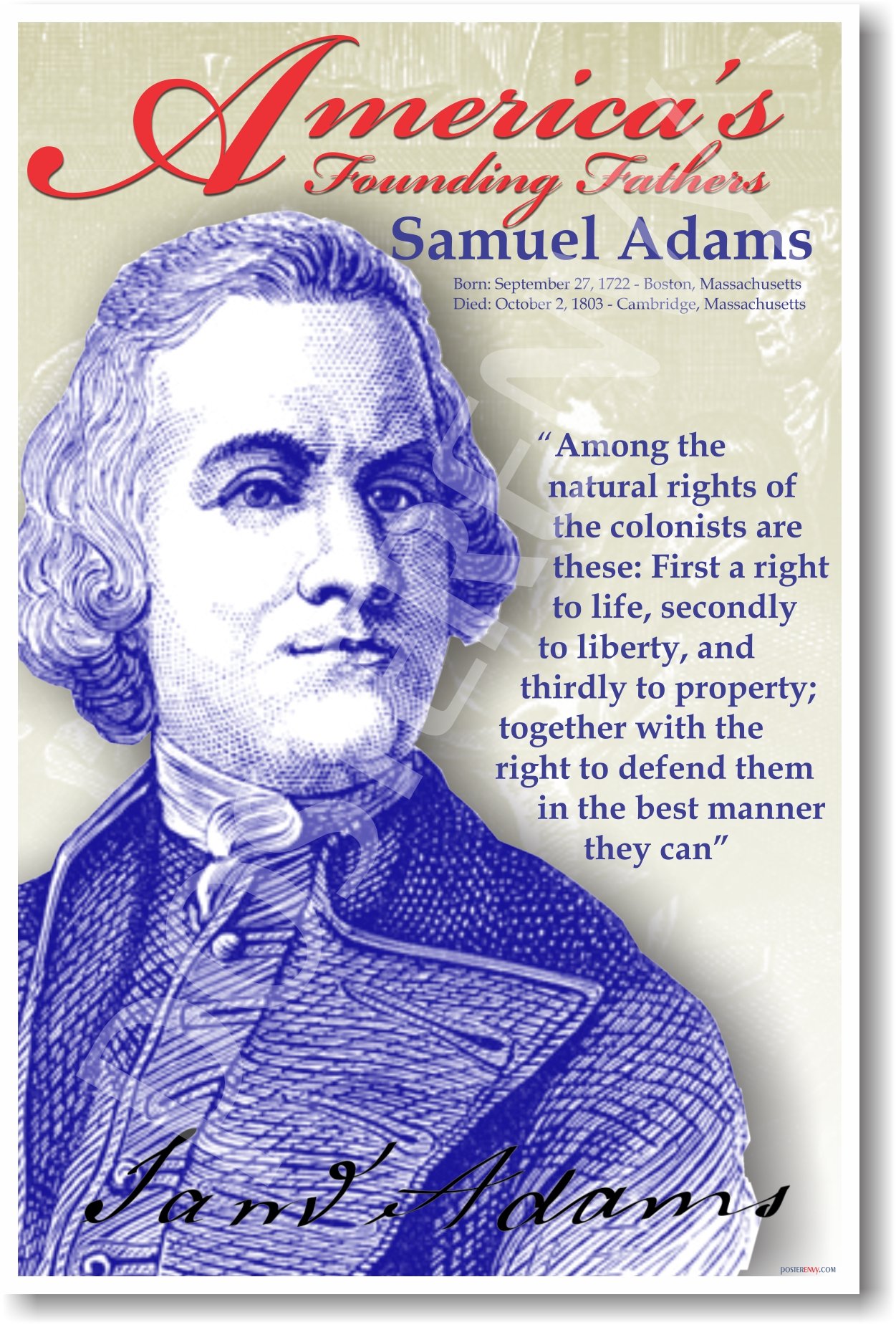 Amazon.com: America's Founding Fathers: Samuel Adams - Classroom Poster ...