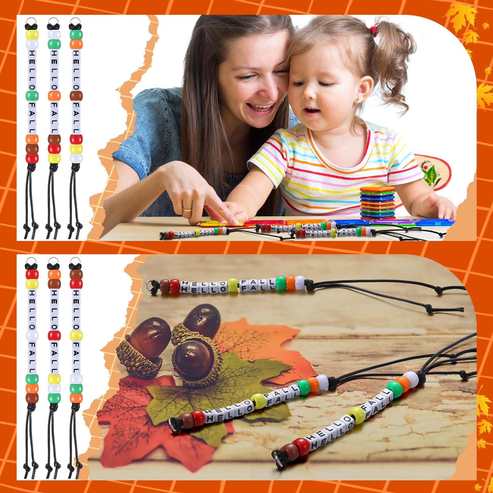 Snapklik.com : 36 Set Fall Beads Keychain Crafts For Kids Autumn DIY ...