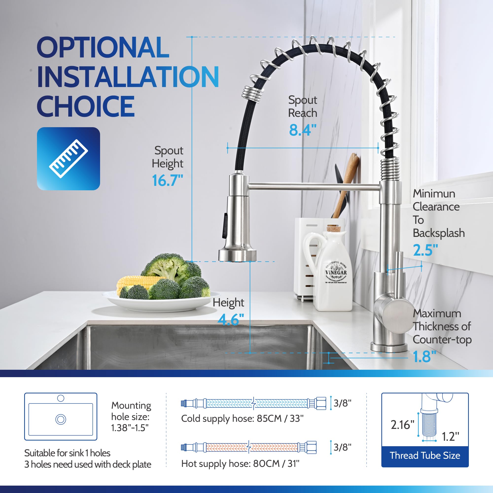 LUFEIDRA Touchless Kitchen Faucet with Pull Down Sprayer-Brushed Nickel ...