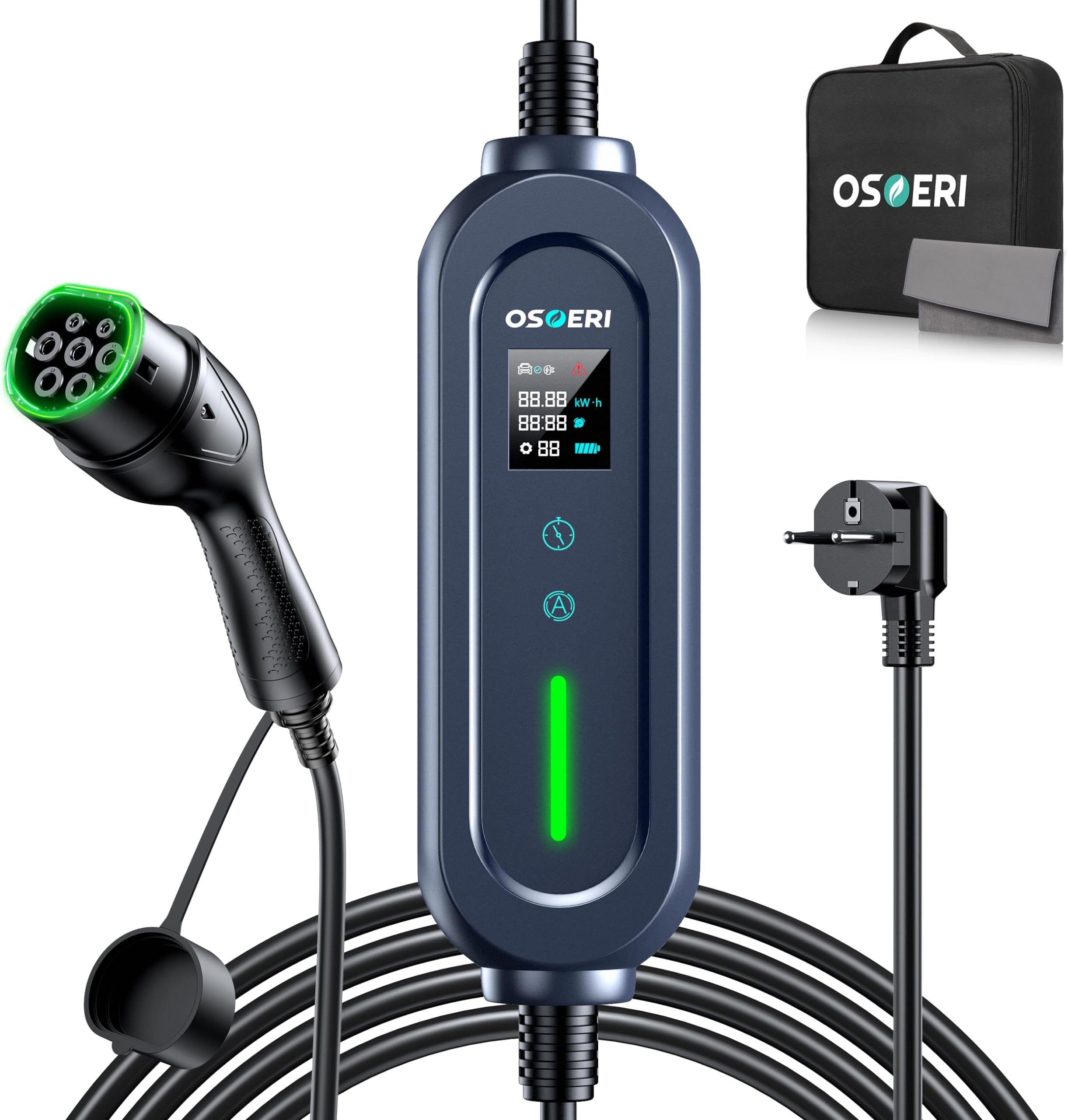 Osoeri EV Chargeur Type 2, 3.68KW Portable Chargeur Voiture Électrique ...