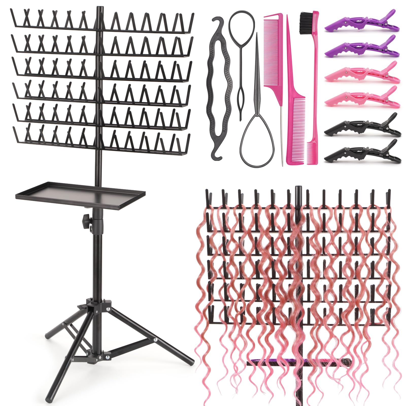 Amazon.com: Astroneer Adjustable Height Braiding Hair Rack Standing,144 ...