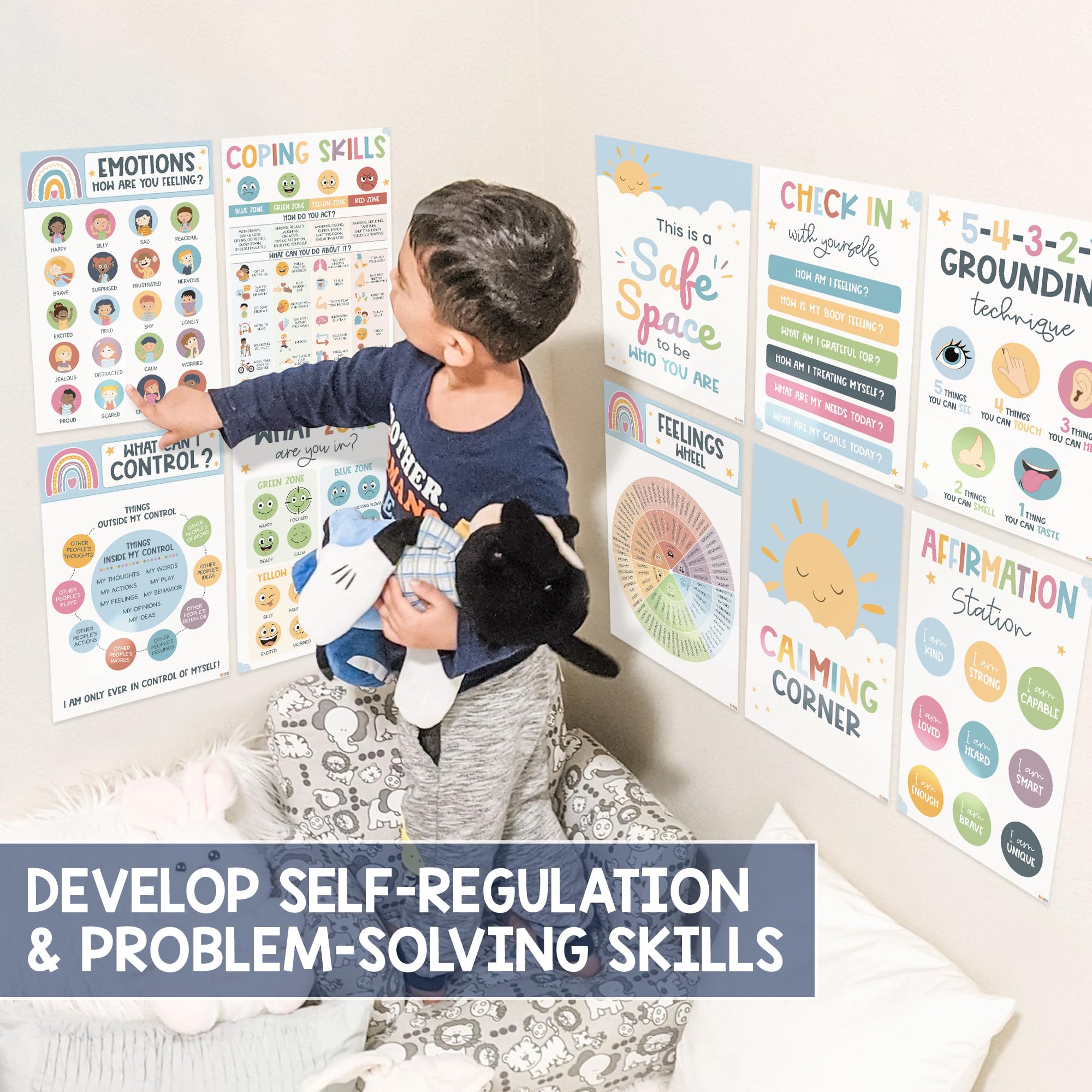 Snapklik.com : 12 Boho Calming Corner Classroom Posters - Feelings ...