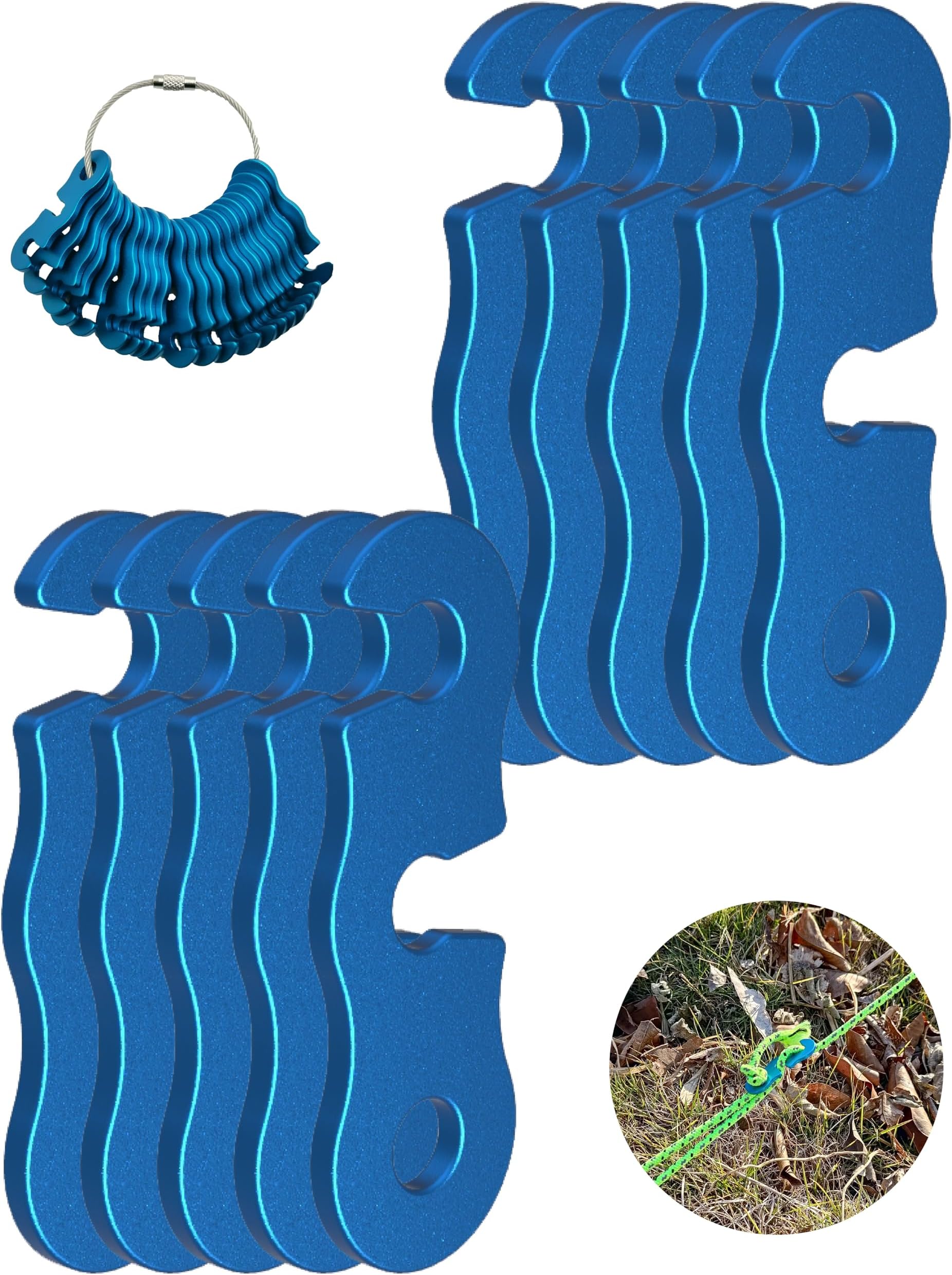 Amazon.com: 20PCS Aluminum Alloy Rope Tensioner Tent Guyline Cord ...