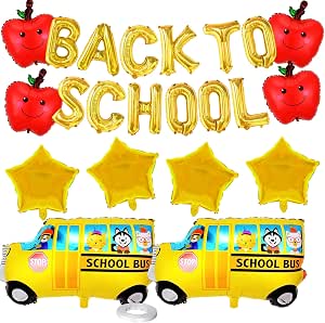 Amazon.com: CIEOVO Welcome Back to School Foil Balloons Set, School Bus ...