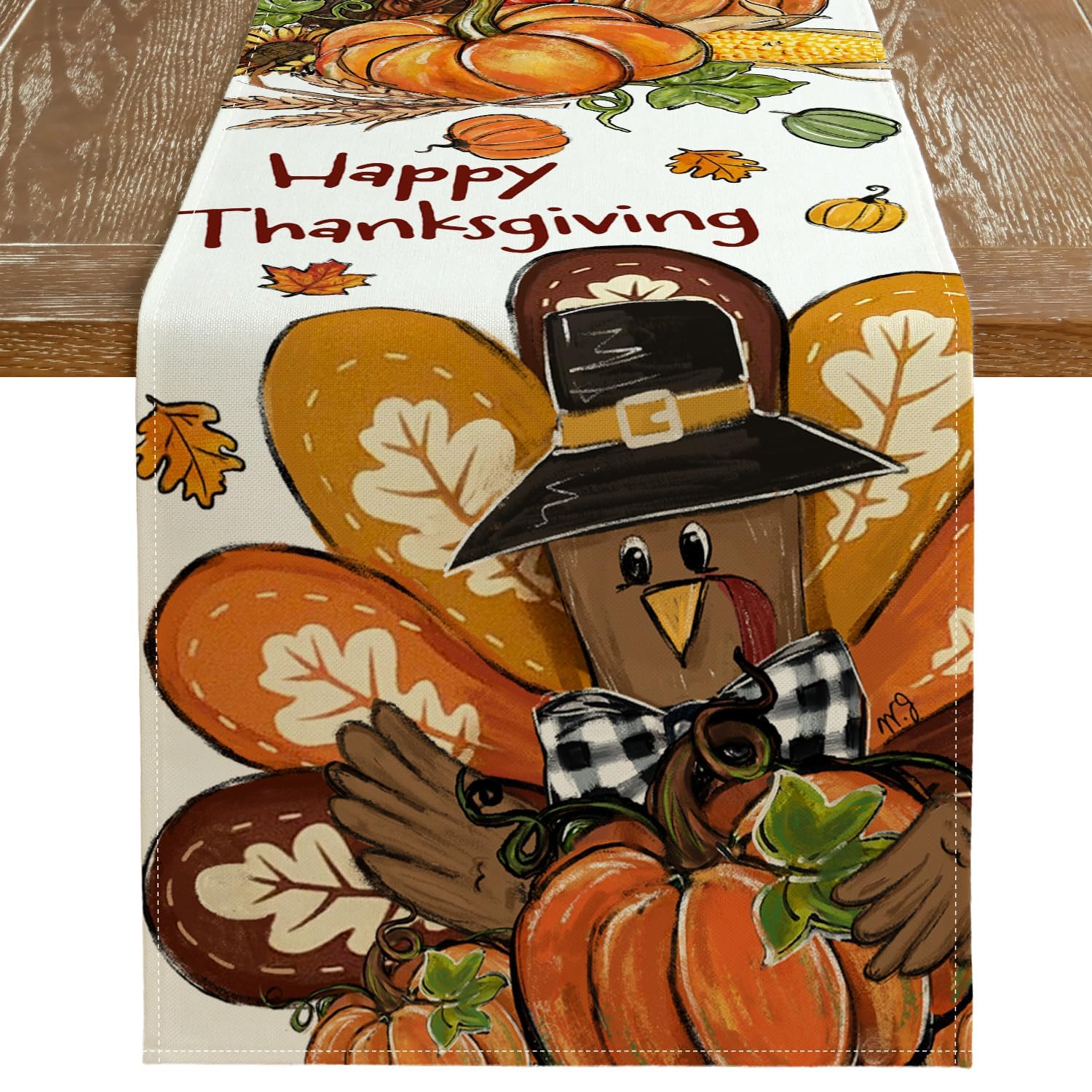 Amazon.com: ARKENY Happy Thanksgiving Turkey Fall Table Runner 13x72 ...