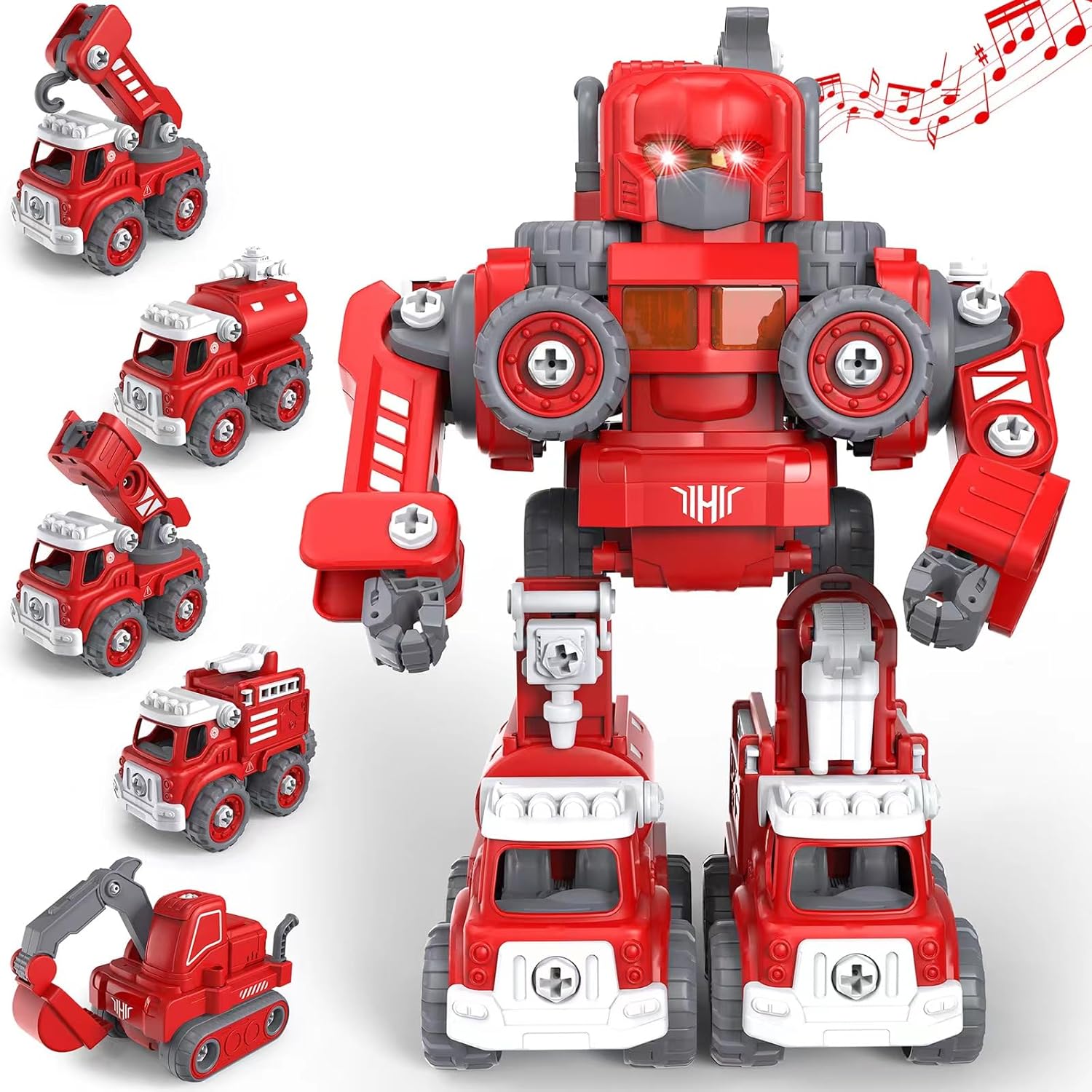 5-in-1 Transforming Fire Truck Robot Toy for Kids Ages 3-8 - STEM ...