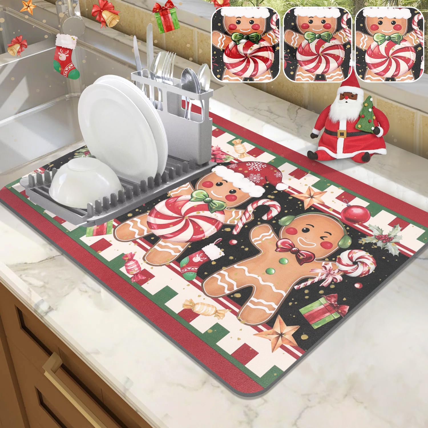 Amazon.com: LOKHOM Christmas Dish Drying Mat for Kitchen Counter, 12 ...
