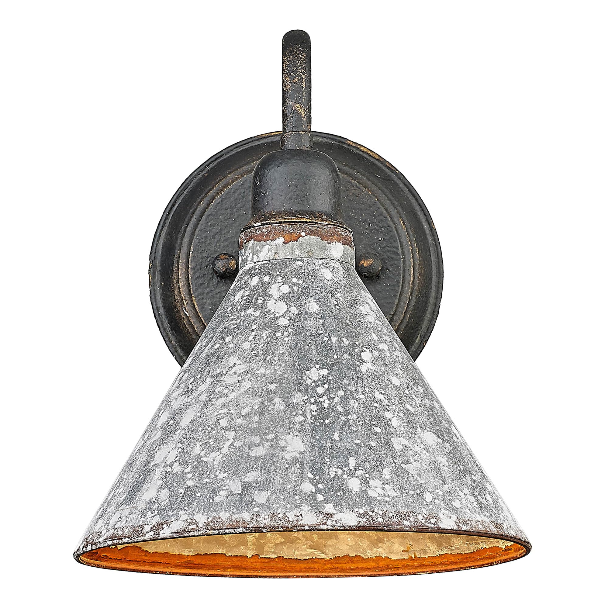 Antique Black Iron & Galvanized Steel Wall Sconce by Golden Lighting