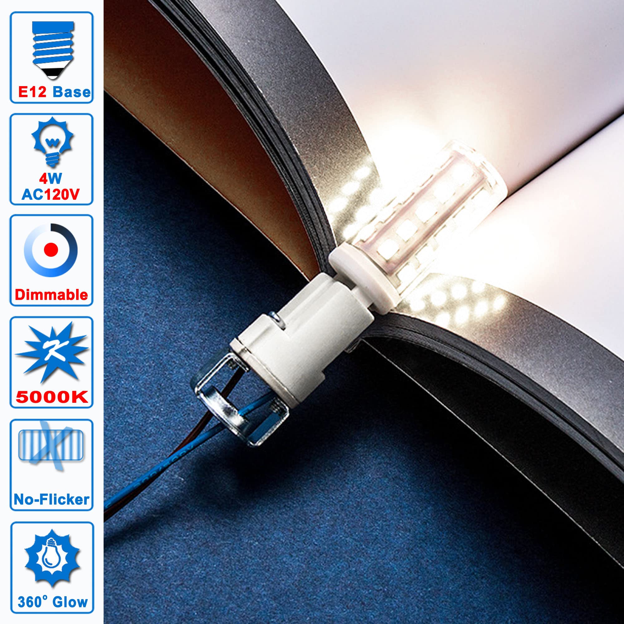 Snapklik.com : Ziomitus Dimmable E12 C7 5000k Daylight White Candelabra ...