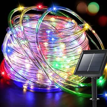 Amazon.com: 200 LED Solar Rope Lights Outdoor, 66FT Solar String Lights ...