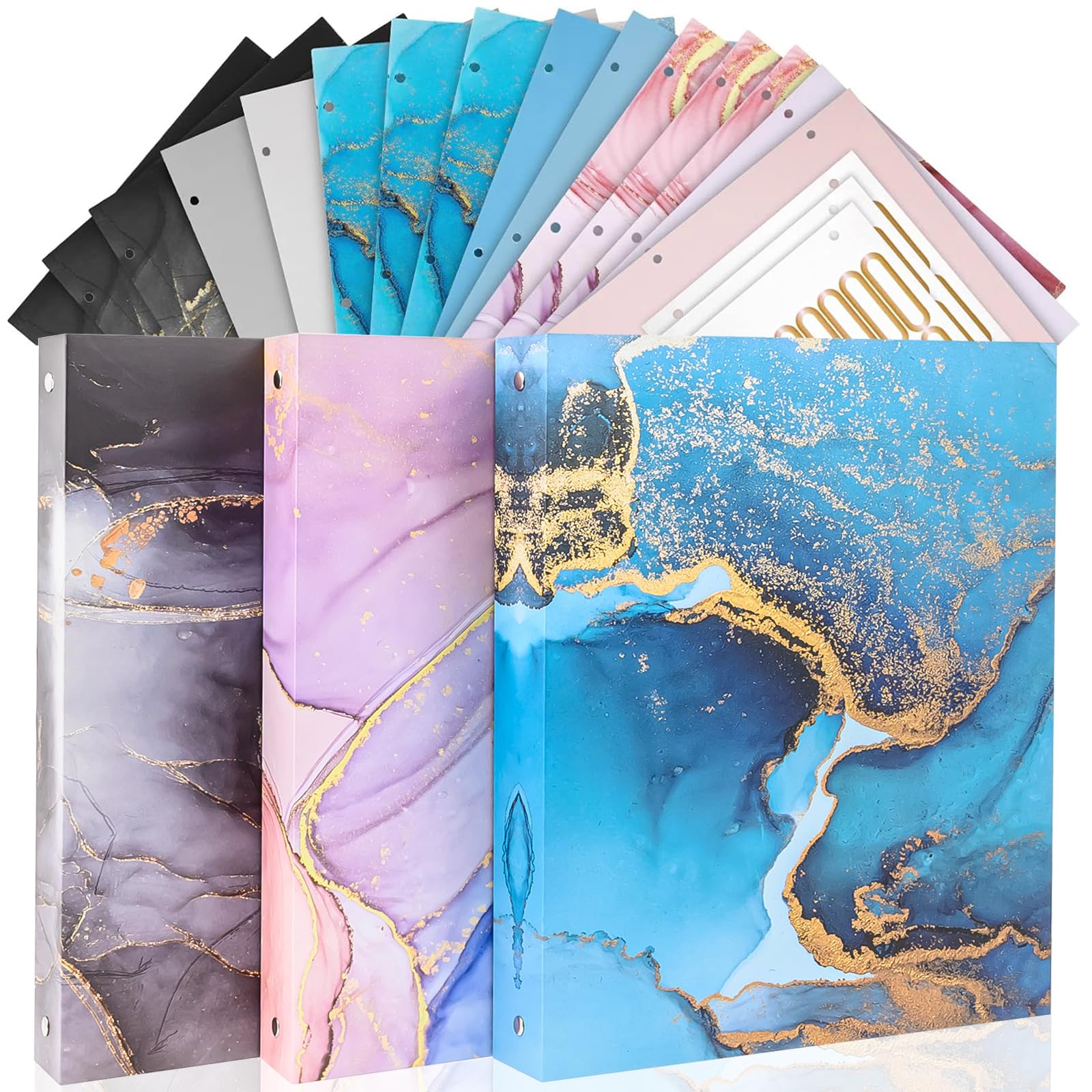 3 Pieces 1 Inch 3 Ring Binders with clipboard for Letter-Size（11" x 8.5 ...