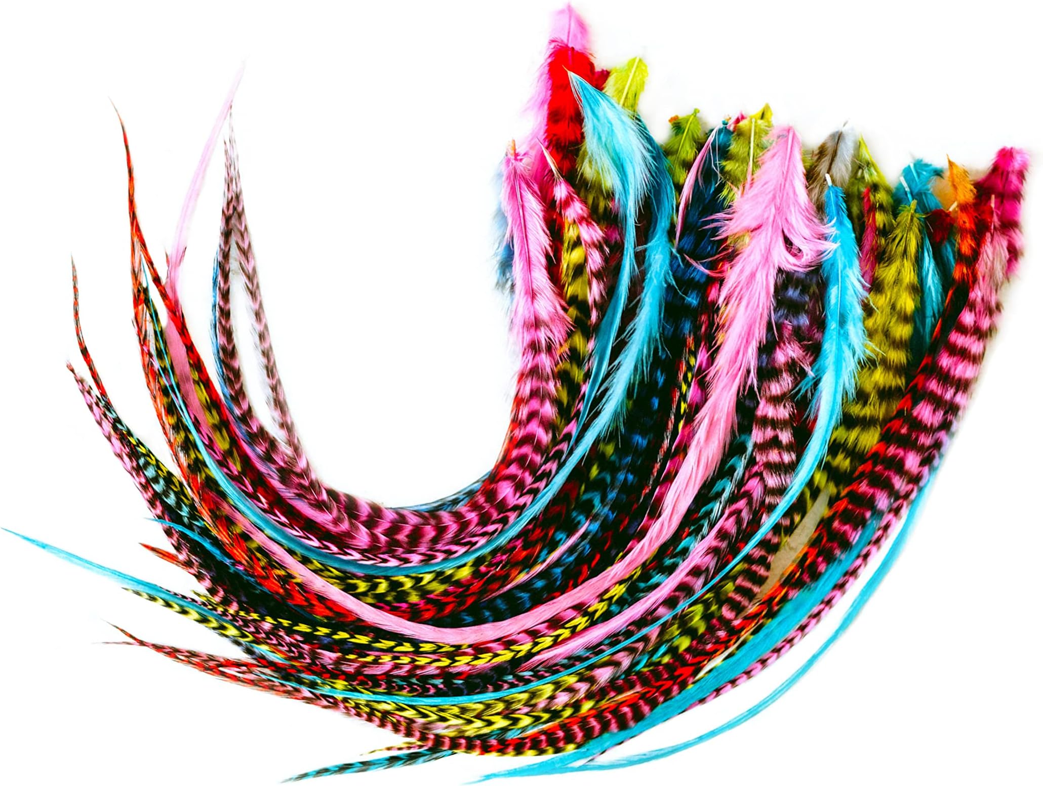 Amazon.com: 15 Rainbow Fluffy Color Hair Feathers - 7”- 12” Long ...