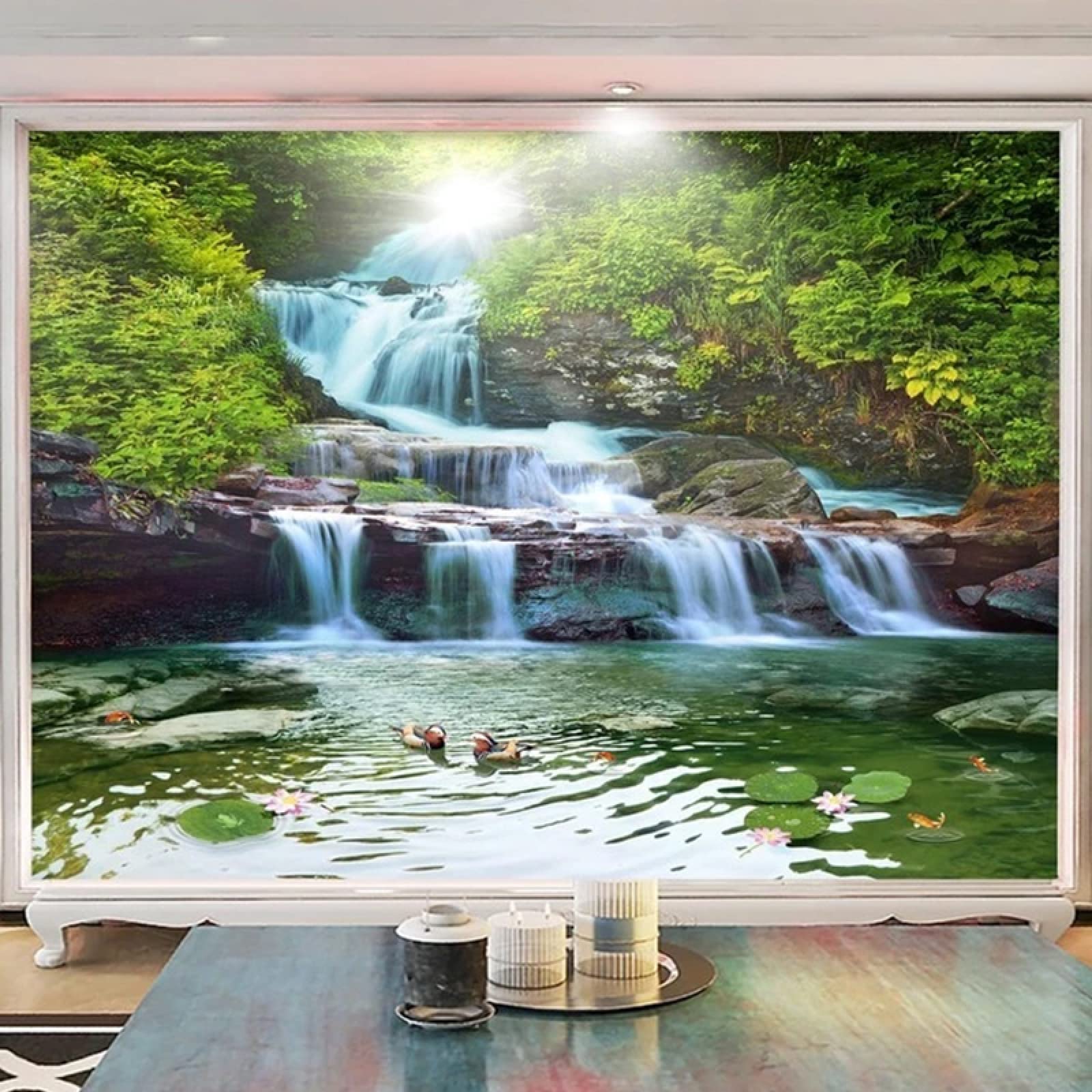 Waterfall Pools With A Home 3d 3d Home Wallpaper 3d Wallpaper Wall