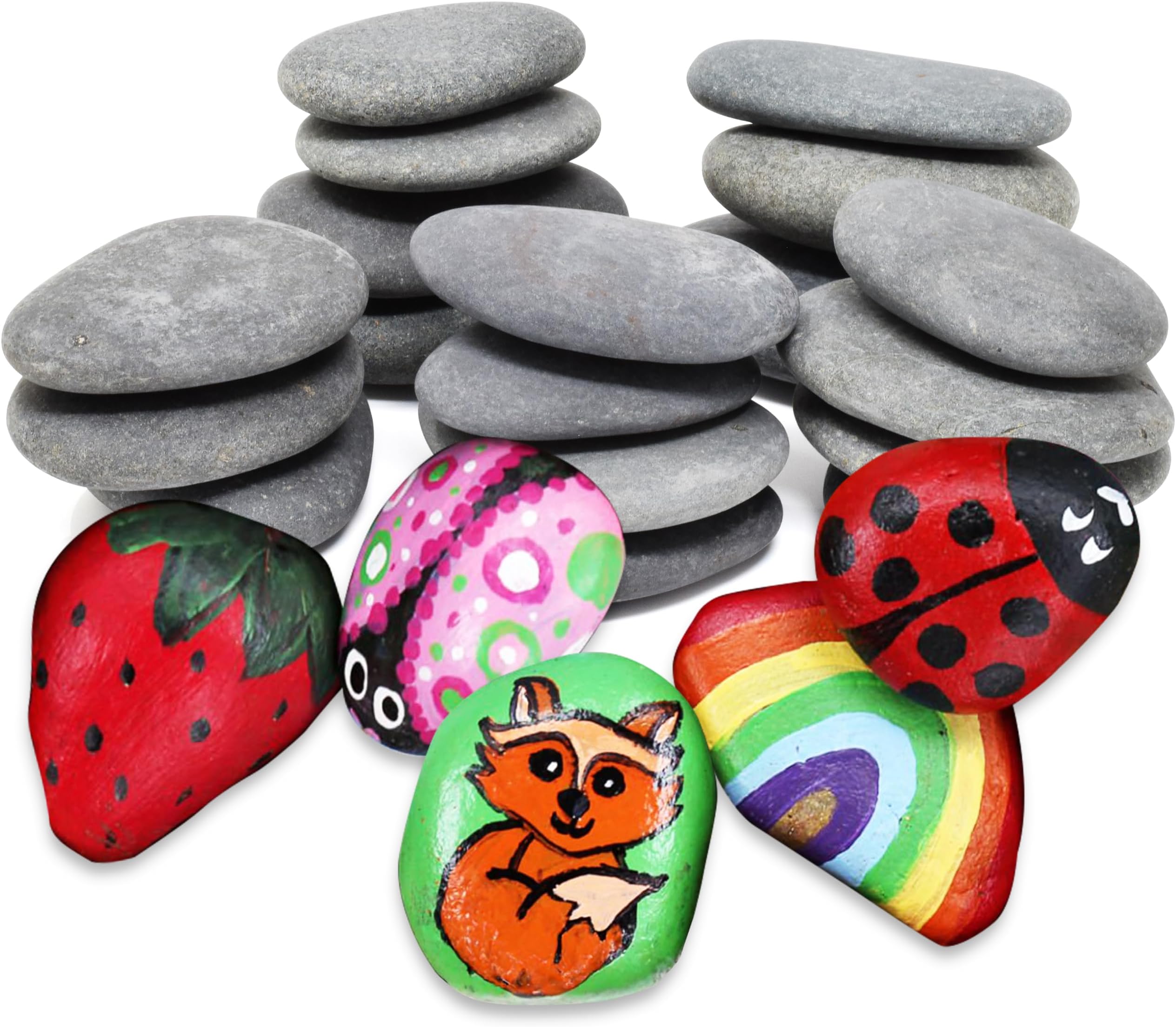 Amazon.com: ROCART 12 Large 3.15-4.15" Flat Rocks for Painting, Smooth ...