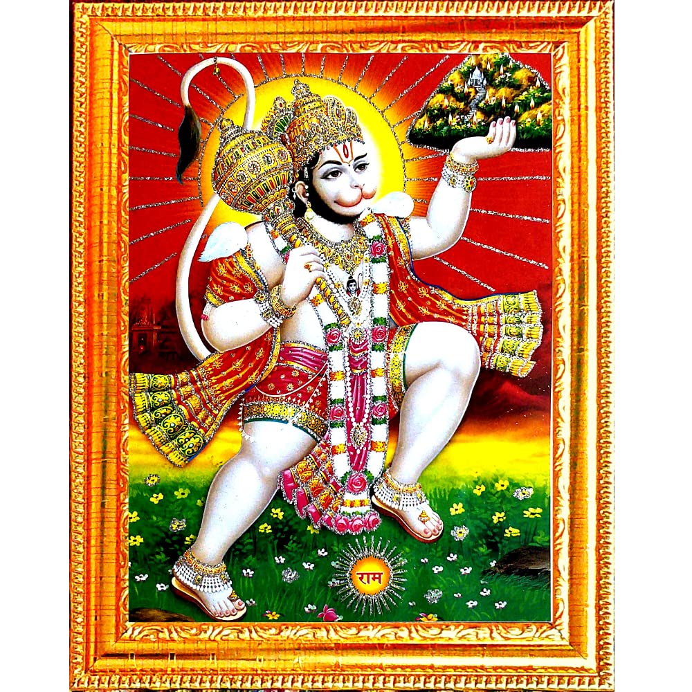 Suninow God Hanuman Photo Frame Religious Framed Painting for Wall and ...
