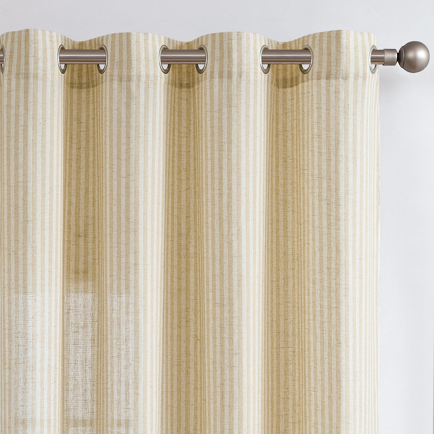 Amazon.com: jinchan Linen Curtains for Living Room Beige Striped ...