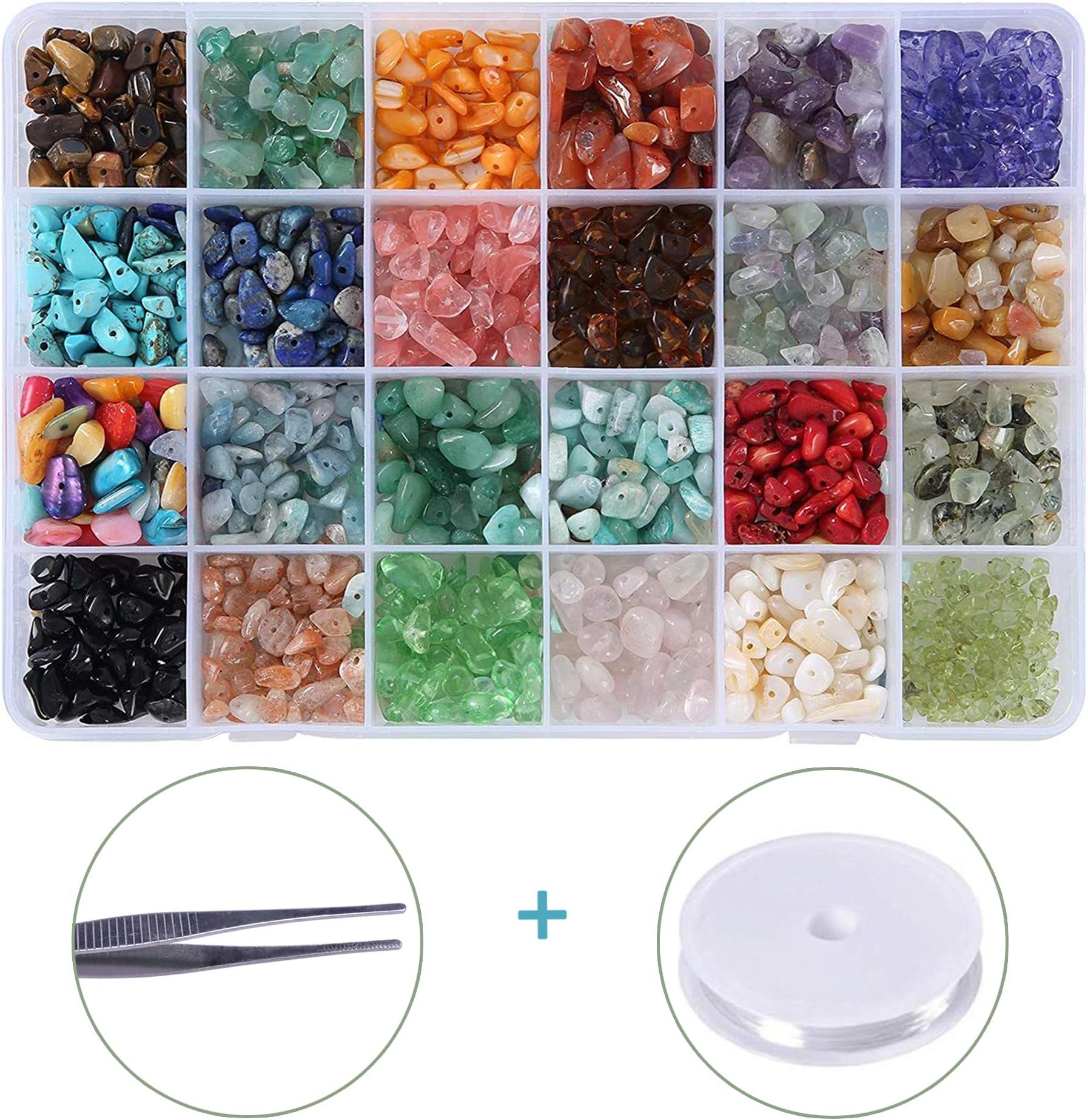 Amazon.com: Jollidecor 32 Colors Crystal Stone Beads for Ring Making ...