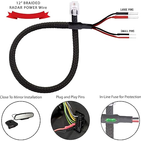 Amazon.com: Radar Mount Mirror Wire Power Cord with Inline Fuse RJ11 ...