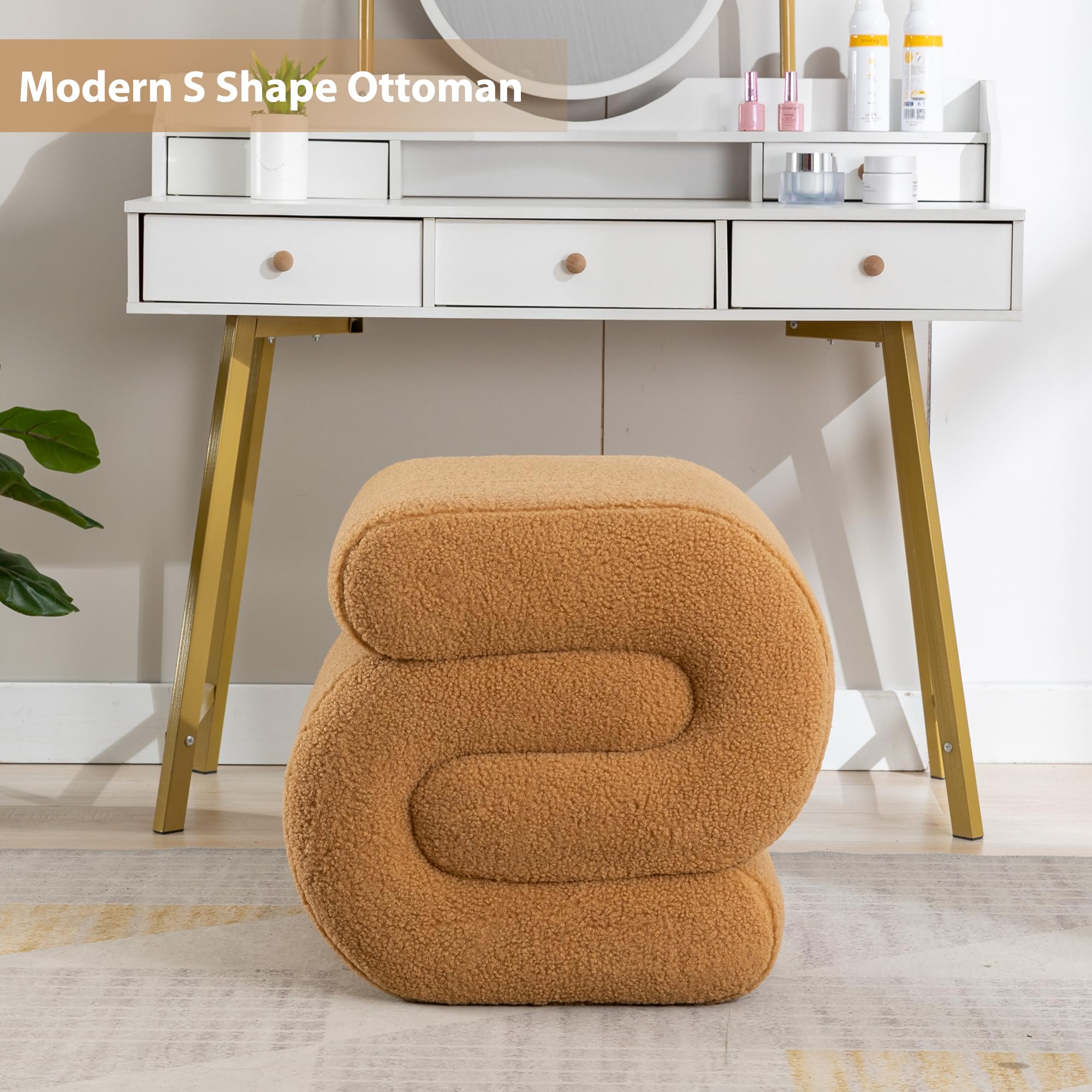 Snapklik.com : CALABASH Modern Foot Stool Ottoman, S-Shaped Vanity ...