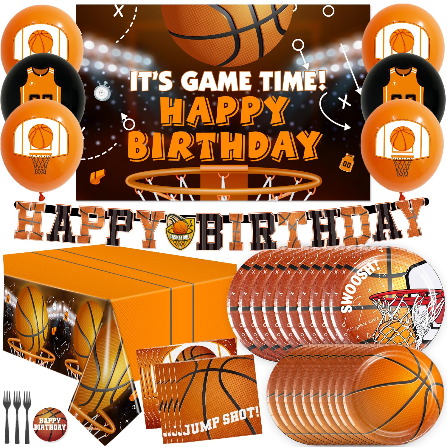 Amazon.com: Yingoto Basketball Party Decorations, with Backdrop and ...