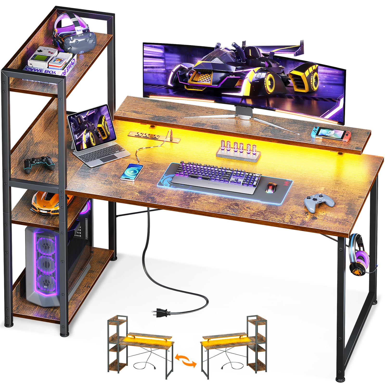 Snapklik.com : ODK Reversible Gaming Desk