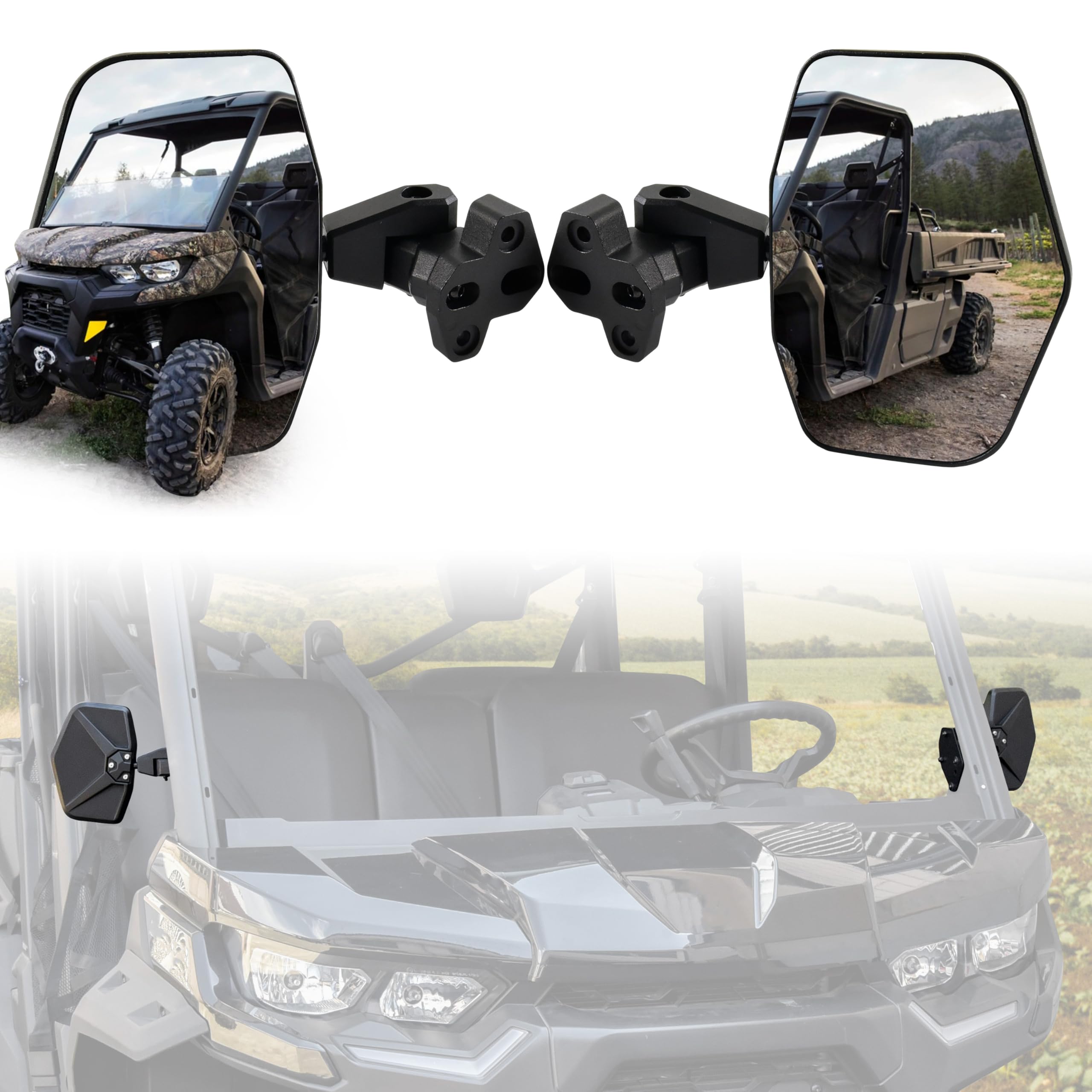 Amazon.com: SAUTVS Aluminum Shell Side Mirrors for Can-Am Defender ...