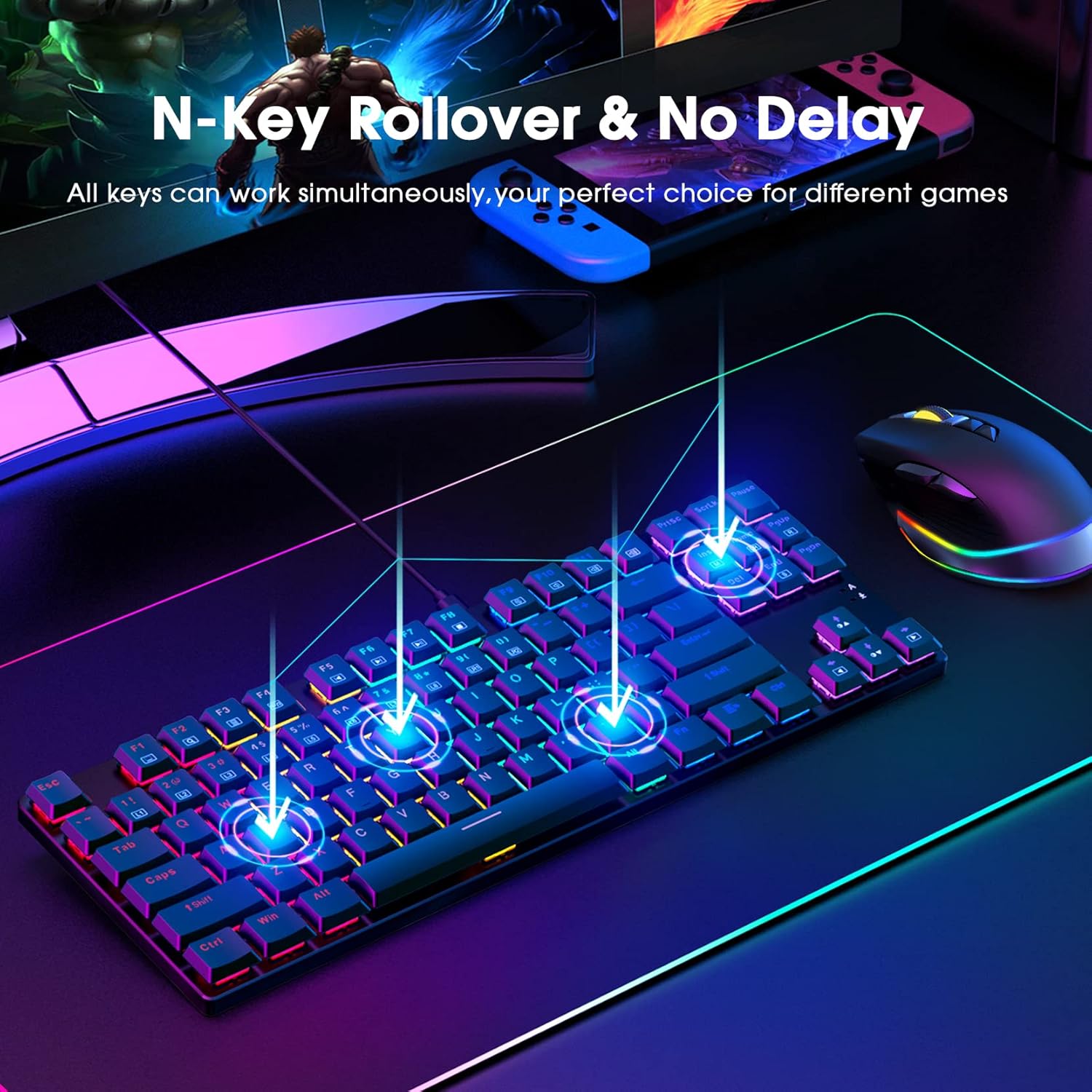 Buy Mechanical Gaming Keyboard,Ultra-Slim TKL Gaming Keyboard with ...