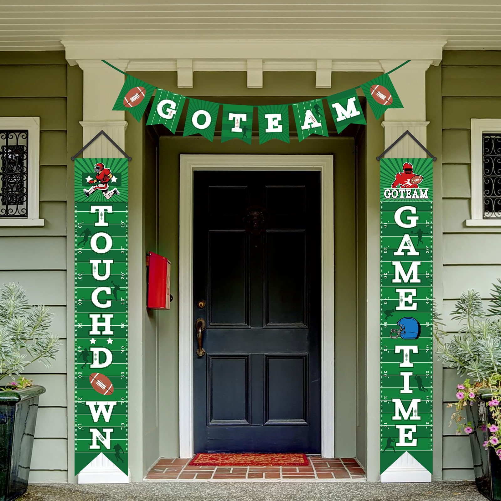 Amazon.com: Football Decorations Football Porch Sign Banner Welcome ...