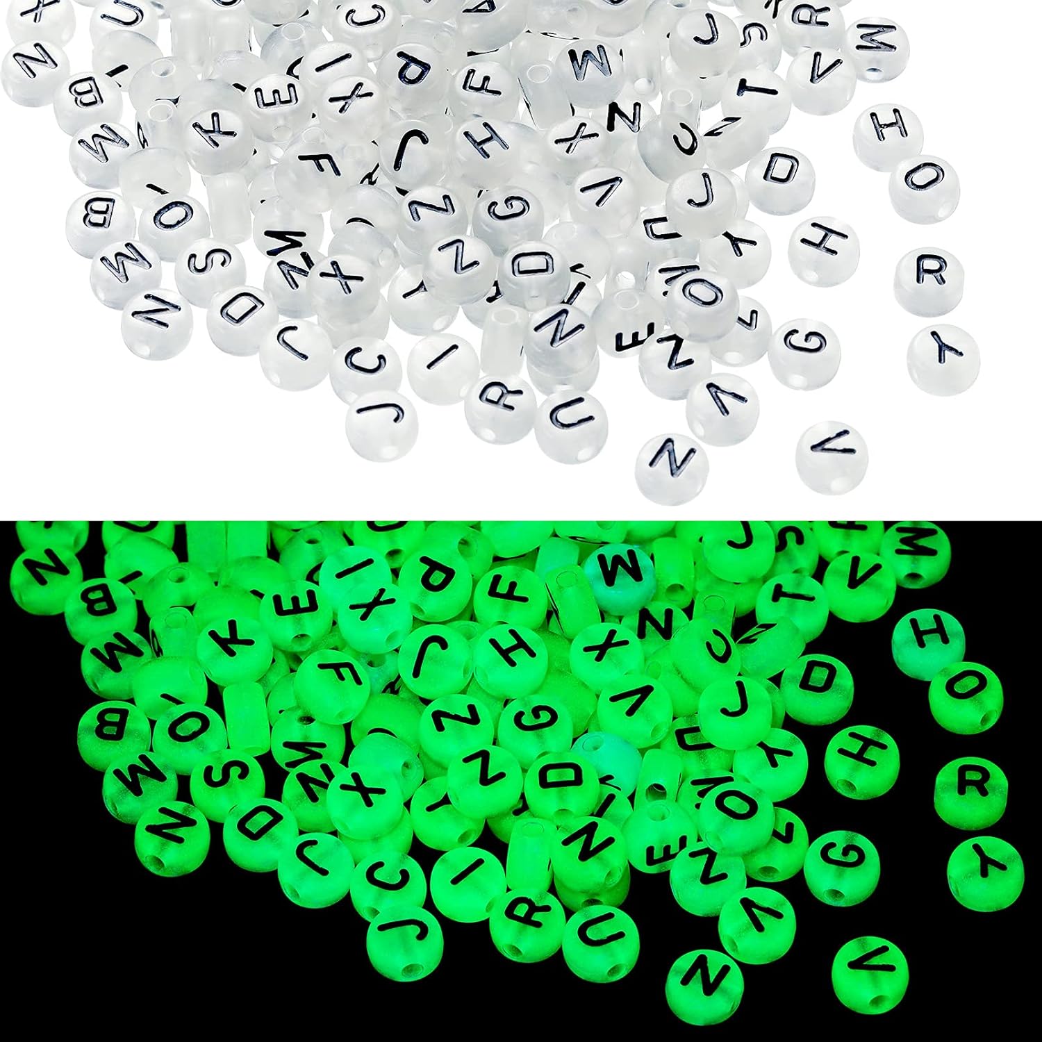 Amazon.com: Jadive 1000 Pcs Glow in The Dark Letter Beads 4x7mm Glow ...