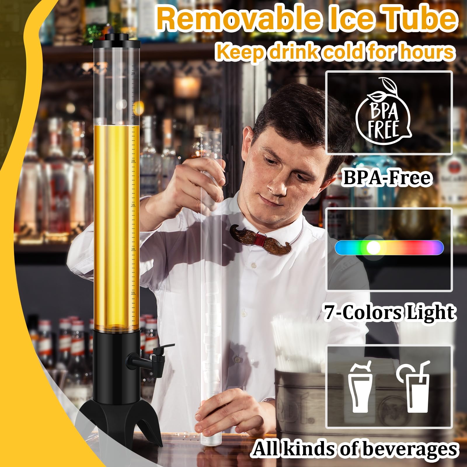 Mumufy 6 Pcs Beer Dispenser 3 Liter/ 101 oz Beverage Tower Dispenser ...