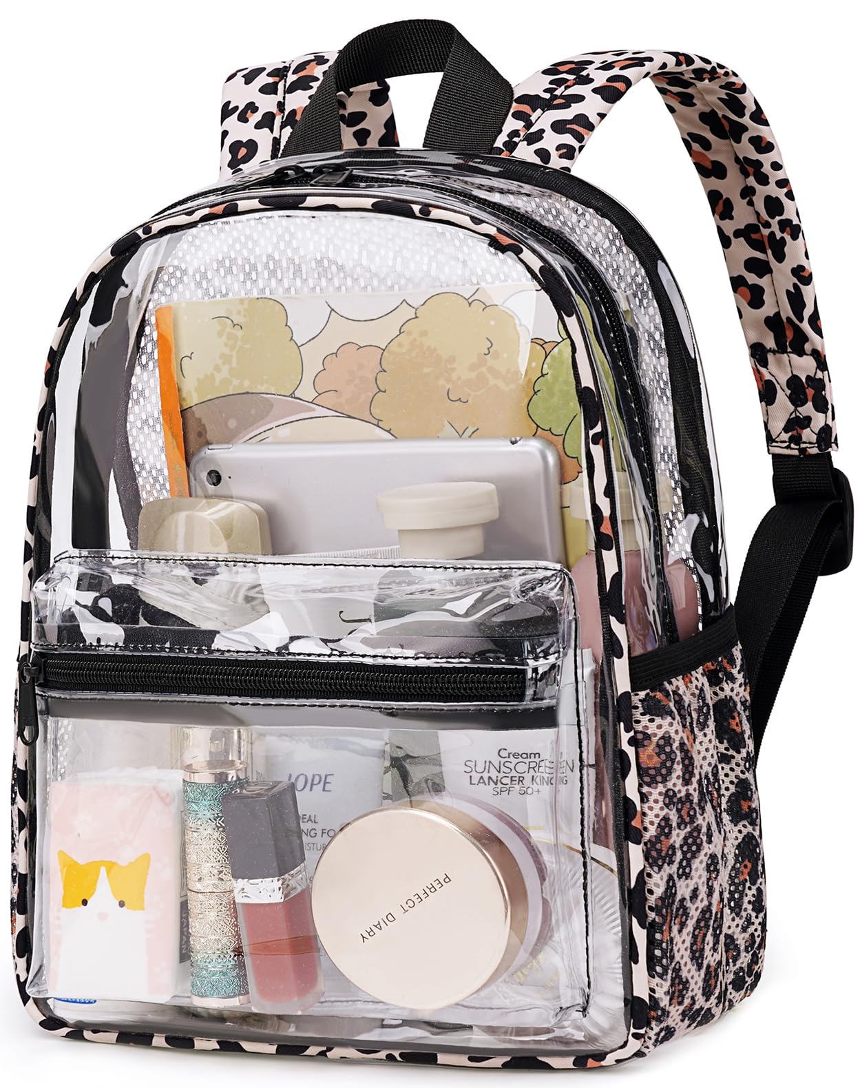 Amazon.com | Clear Mini Backpack Stadium Approved 12x6x12 Small Leopard ...
