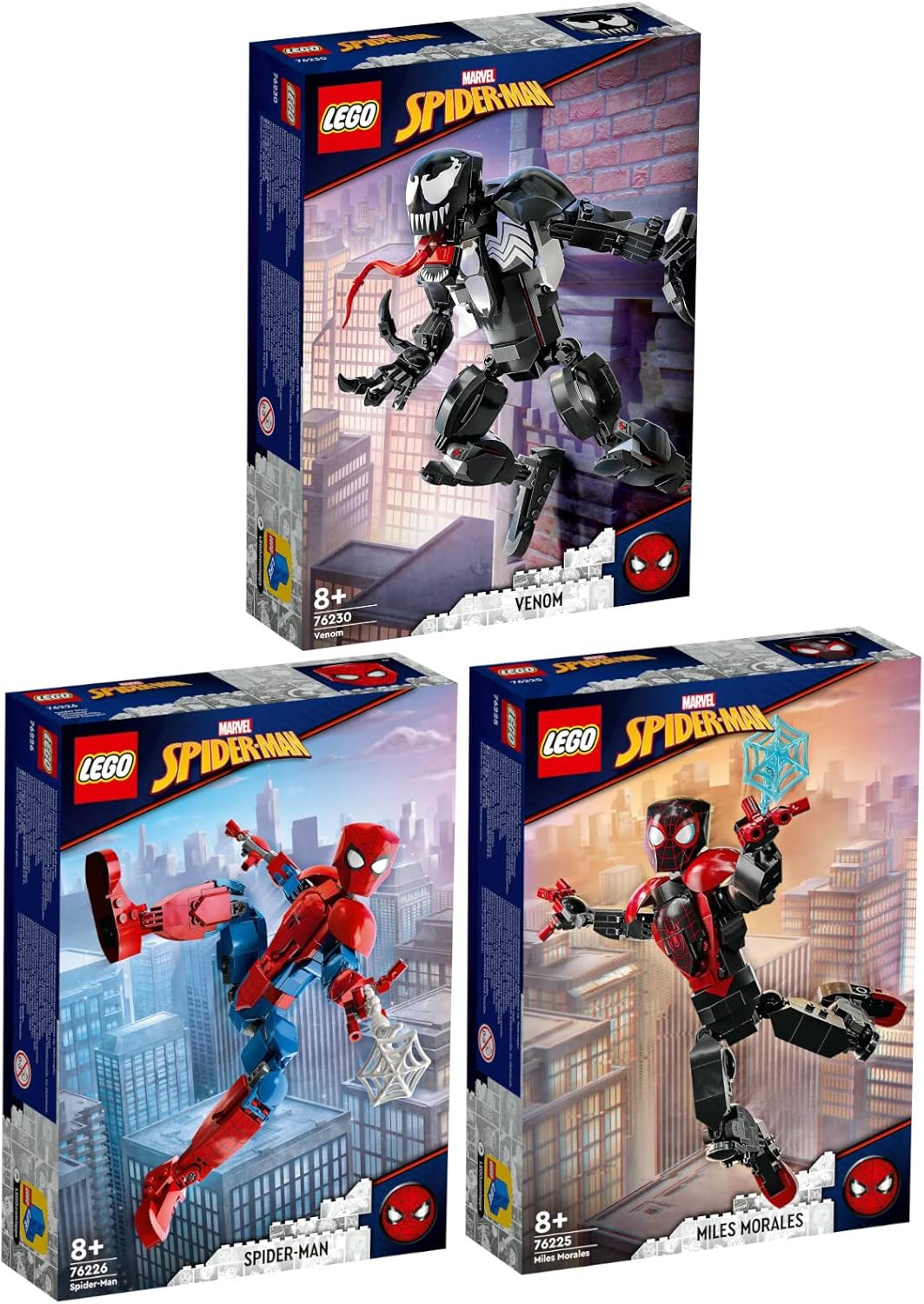 Lego 76225 Miles Morales Figur, 76226 Spider-Man Figure & 76230 Venom ...