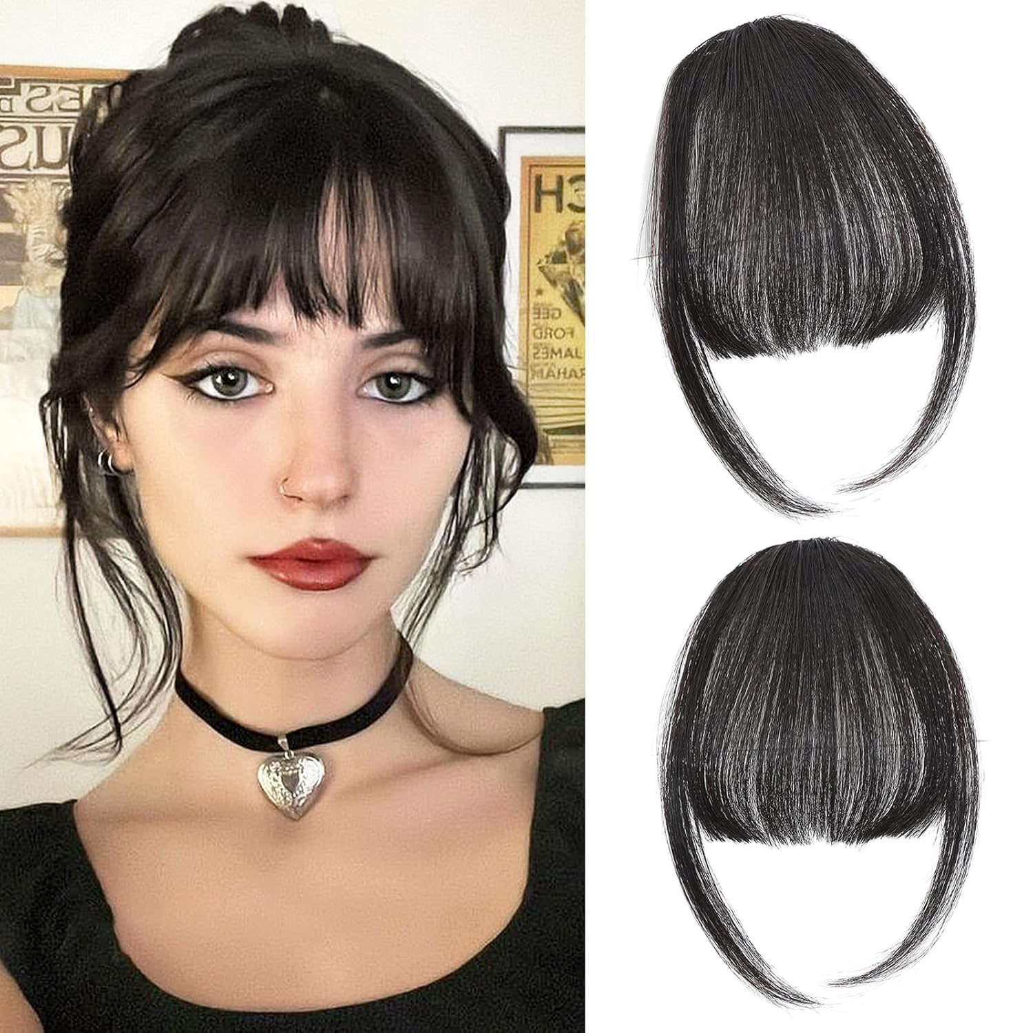 Amazon.com : Leelebamo Clip in Bangs 100% Real Human Hair, Fake Bangs ...