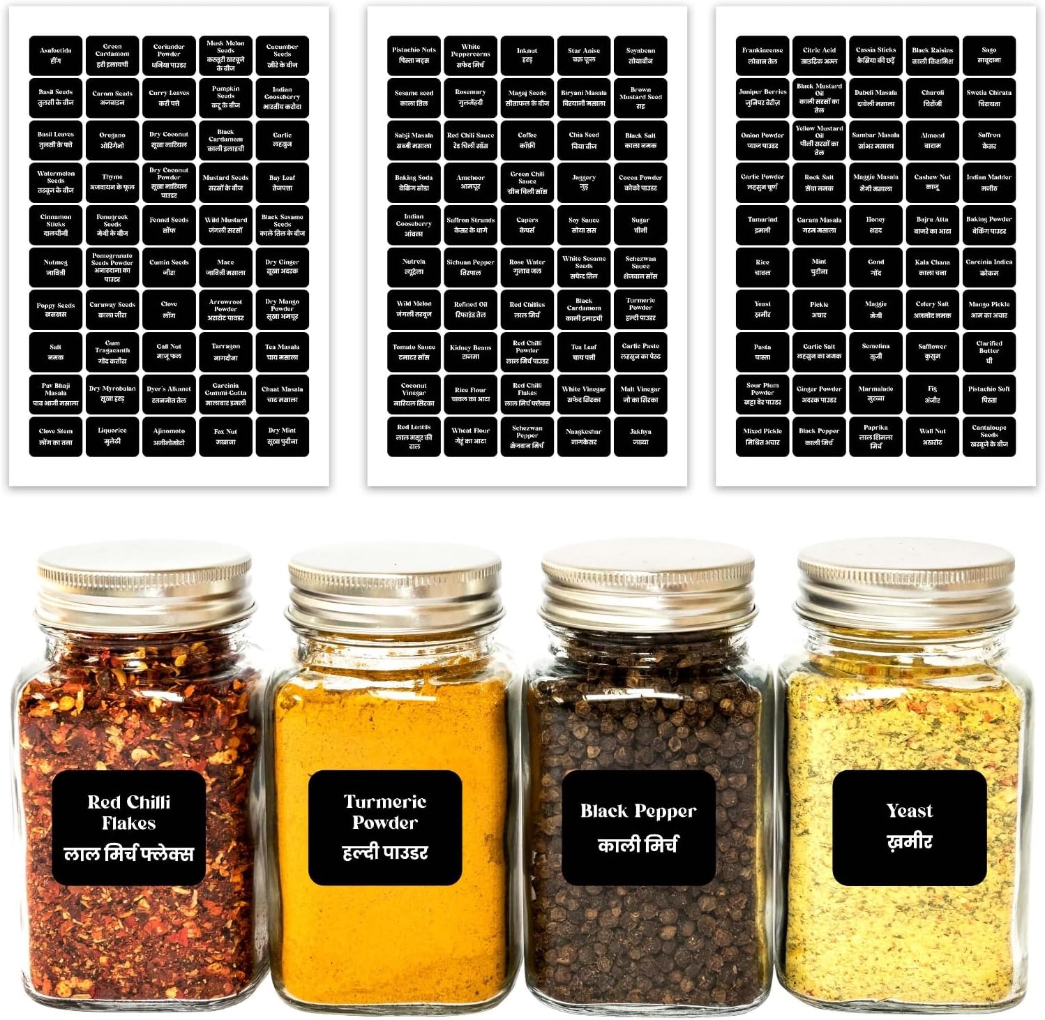 CLICKEDIN Label Set, White Text on Black Vinyl Waterproof Label Sticker ...